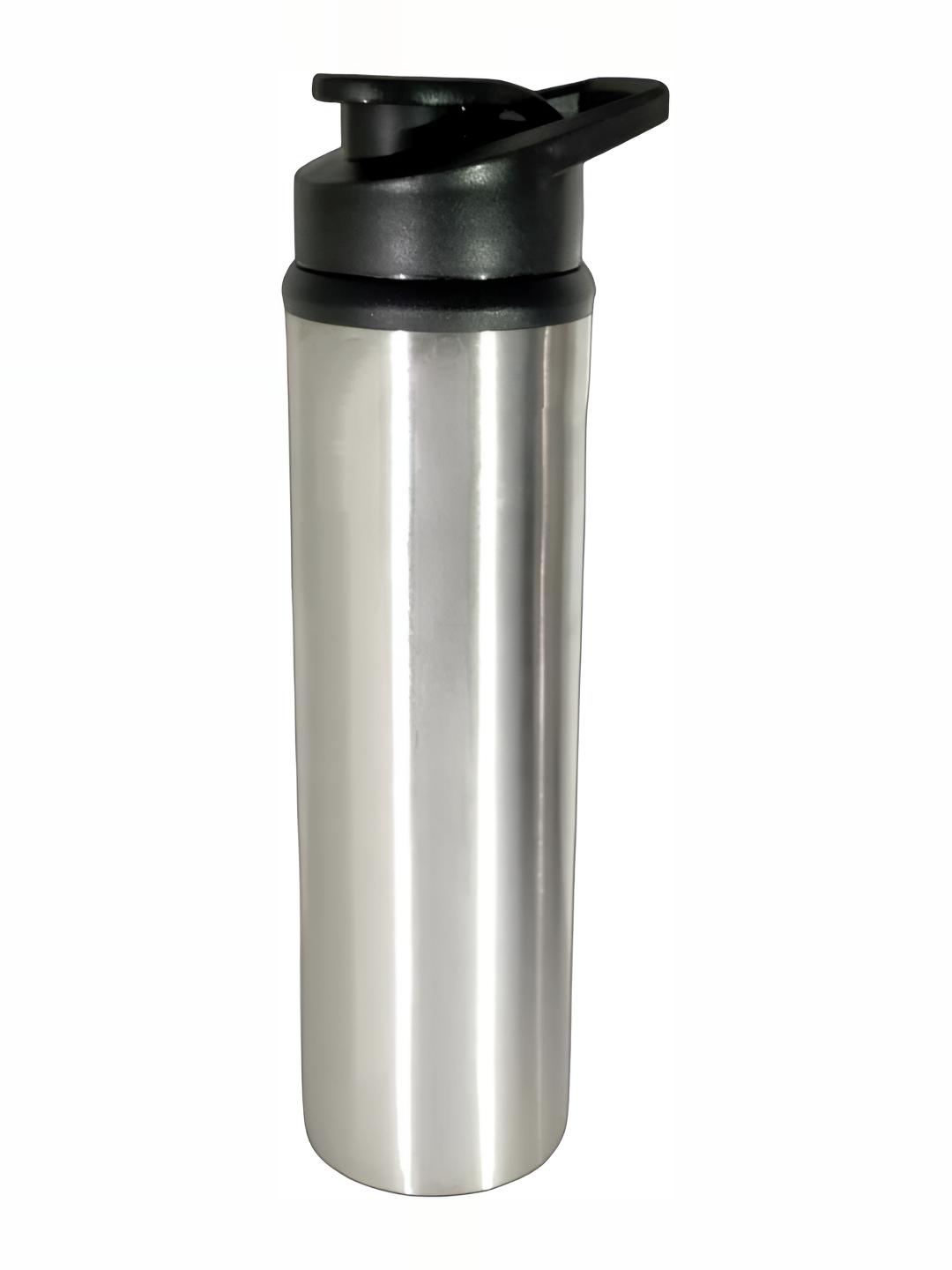Buy STEEPLE Silver Toned & Black Stainless Steel Sipper Water Bottle ...