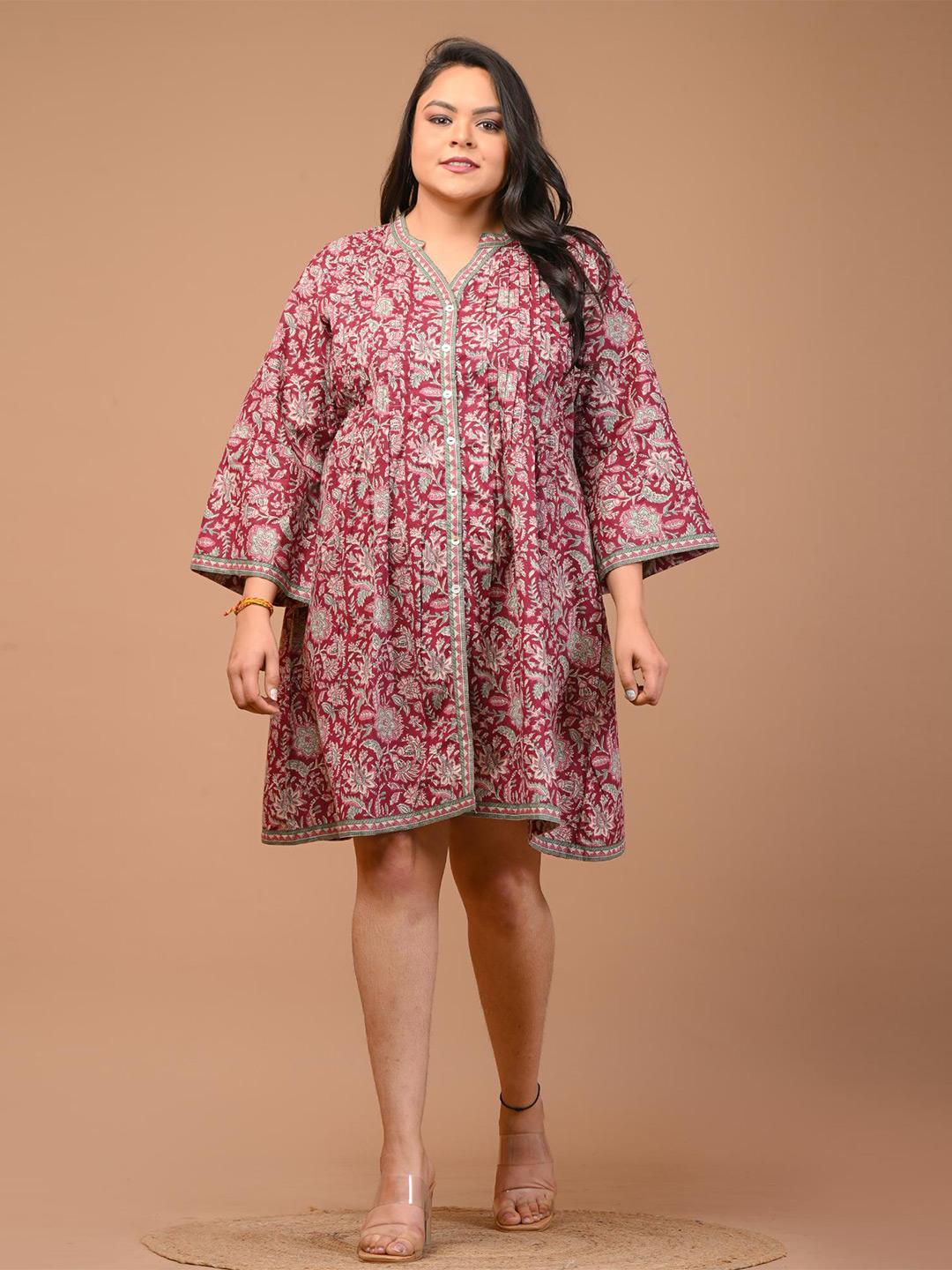 Buy Swasti Floral Printed A Line Cotton Dress - Dresses for Women ...
