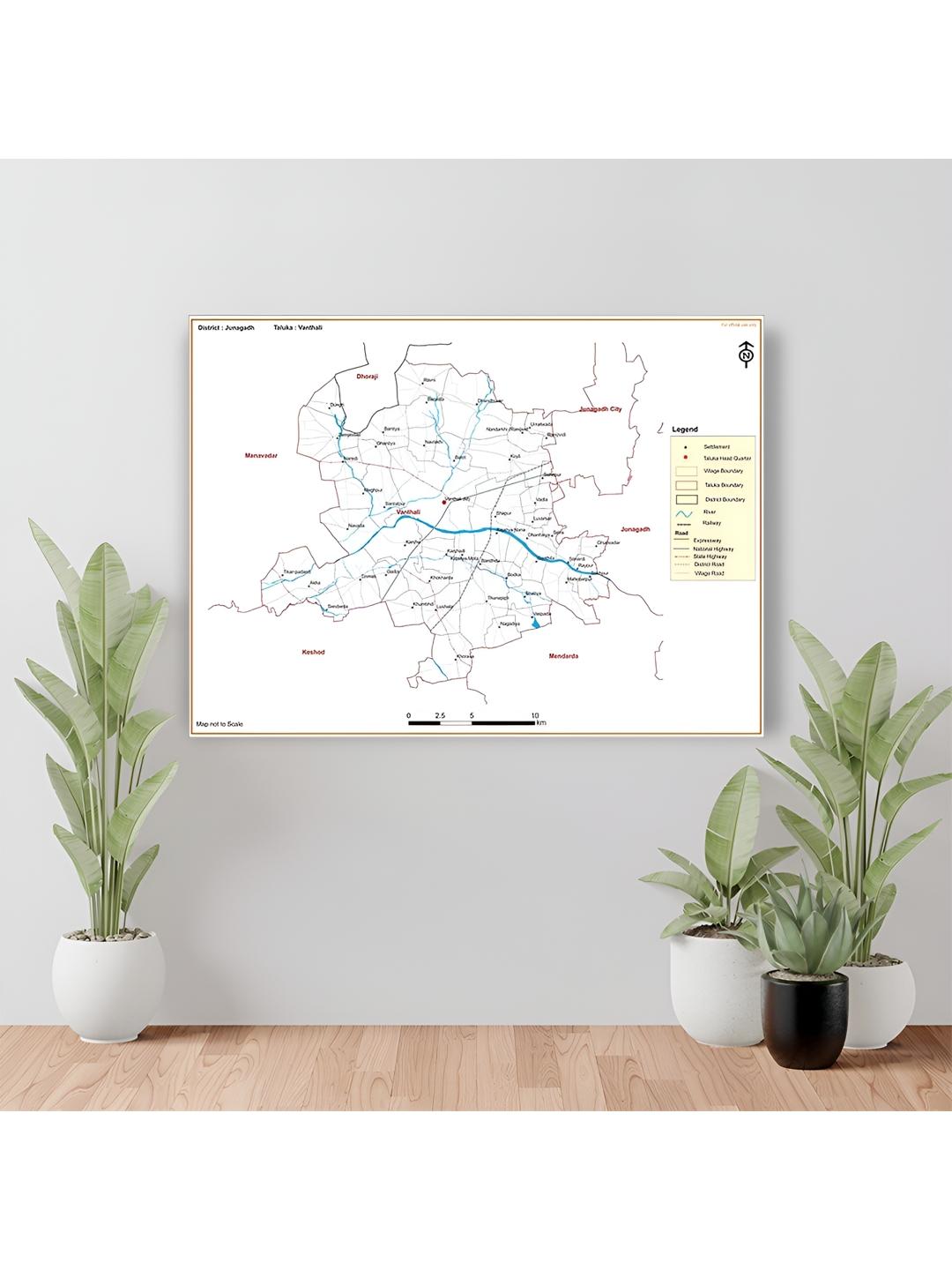 Buy Wallpics White & Black Junagadh District Vanthali Taluk Map Water ...