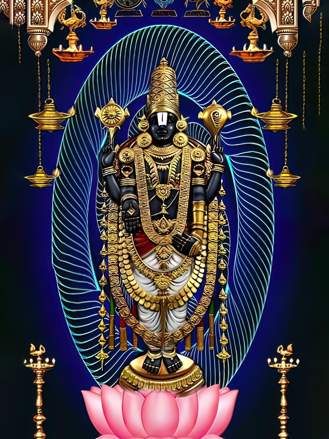 Buy Wallpics Blue & Gold Toned Lord Balaji Printed Water Resistant Wall ...
