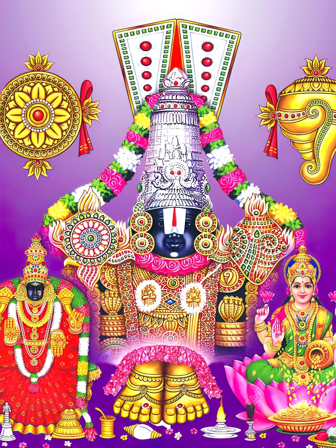 Buy Wallpics Purple & Brown Lord Venkateswara Printed Water Resistant ...