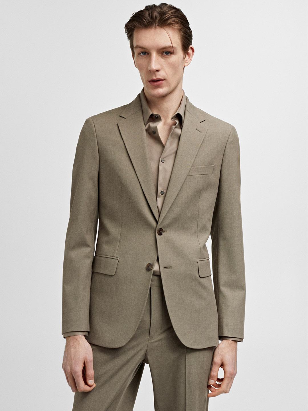 Buy MANGO MAN Solid Single Breasted Slim Fit Blazer - Blazers for Men ...