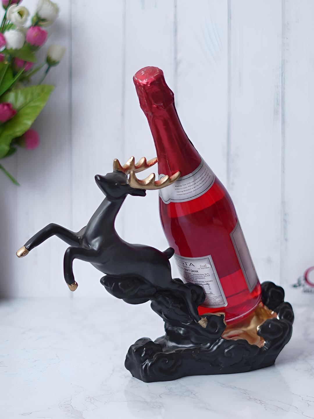 Buy ECraftIndia Deer Black Polyresin Glossy Home Office Medium ...