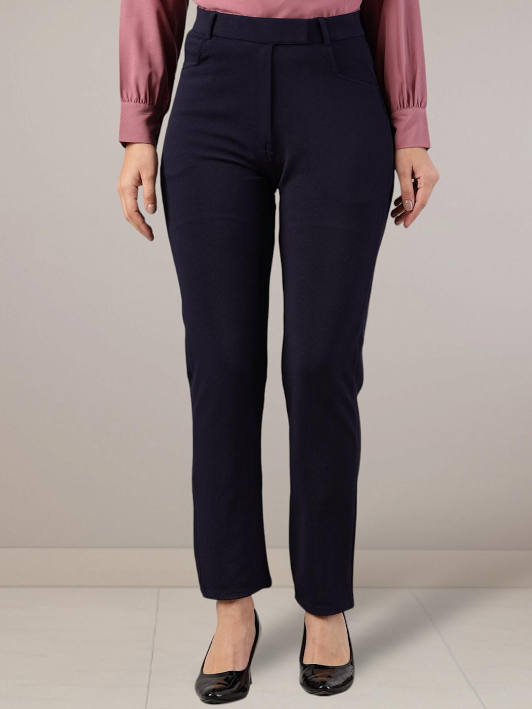 Buy FITHUB Women High Rise Wrinkle Free Formal Trouser - Trousers for ...
