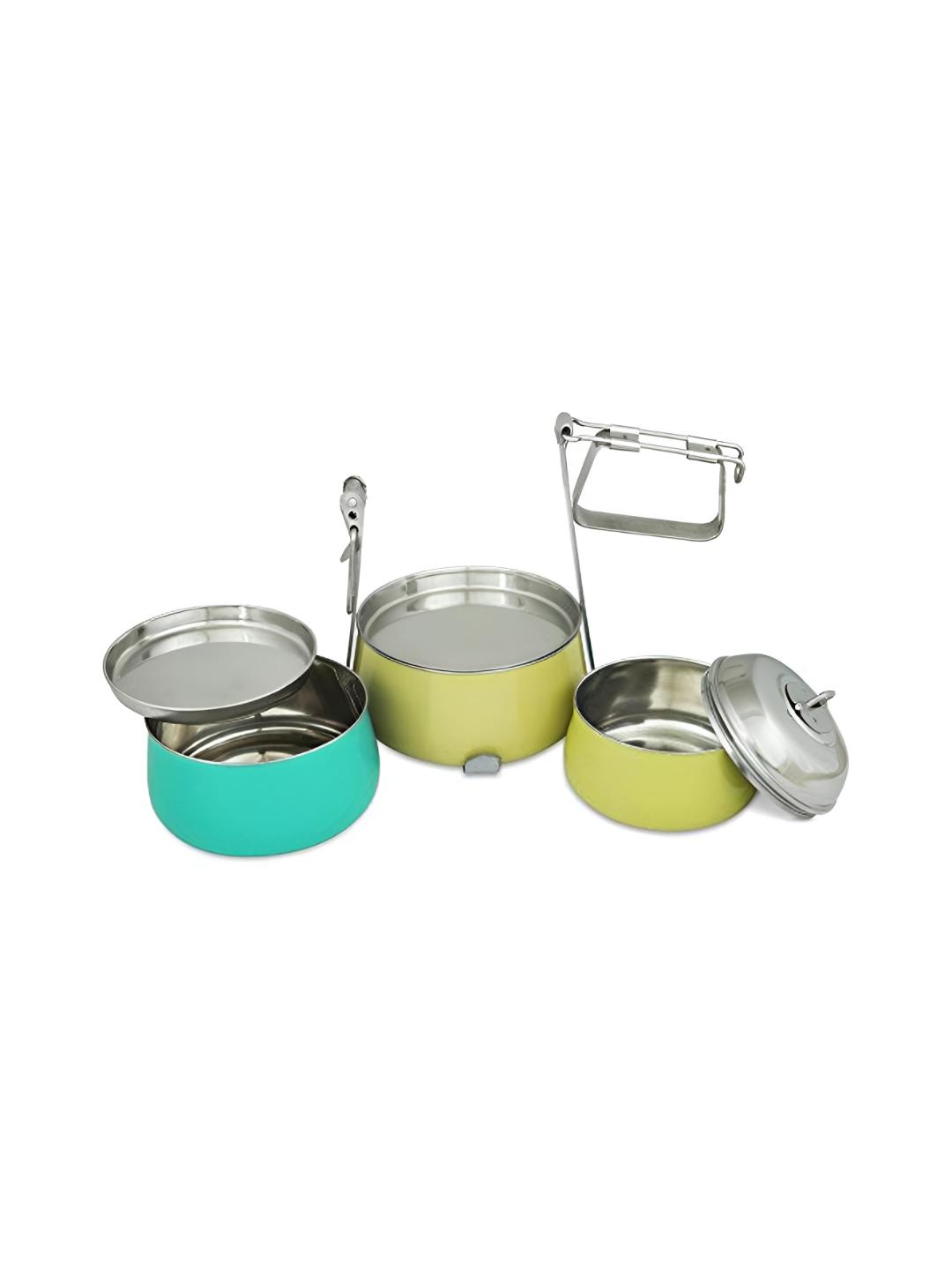 Buy Living With Elan Blue & Yellow Stainless Steel Lunch Box - Lunch ...