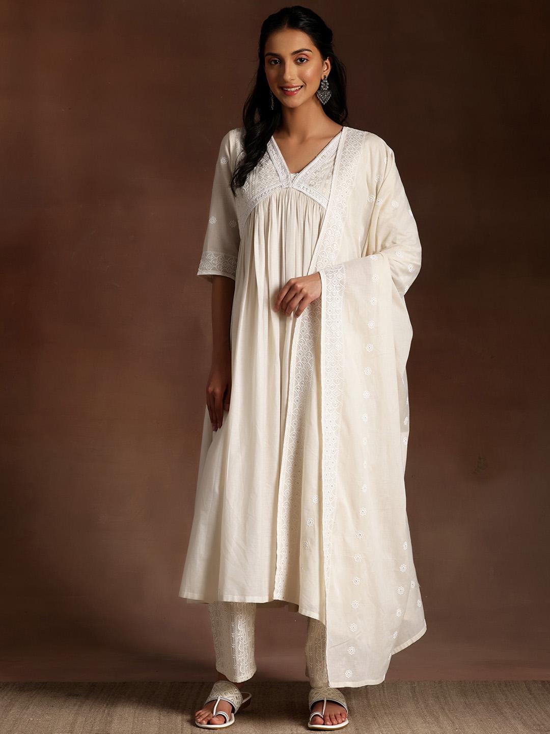 Buy Libas Alia Cut Ethnic Motifs High Slit Thread Work Pure Cotton ...