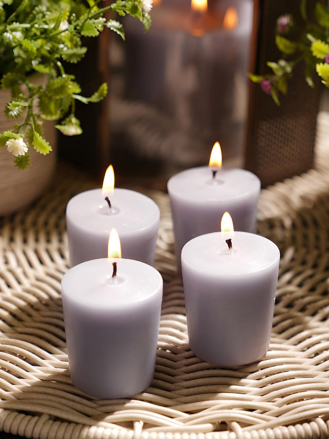 Buy Pure Home And Living Purple 4 Pieces Black Amber Votive Pillar ...
