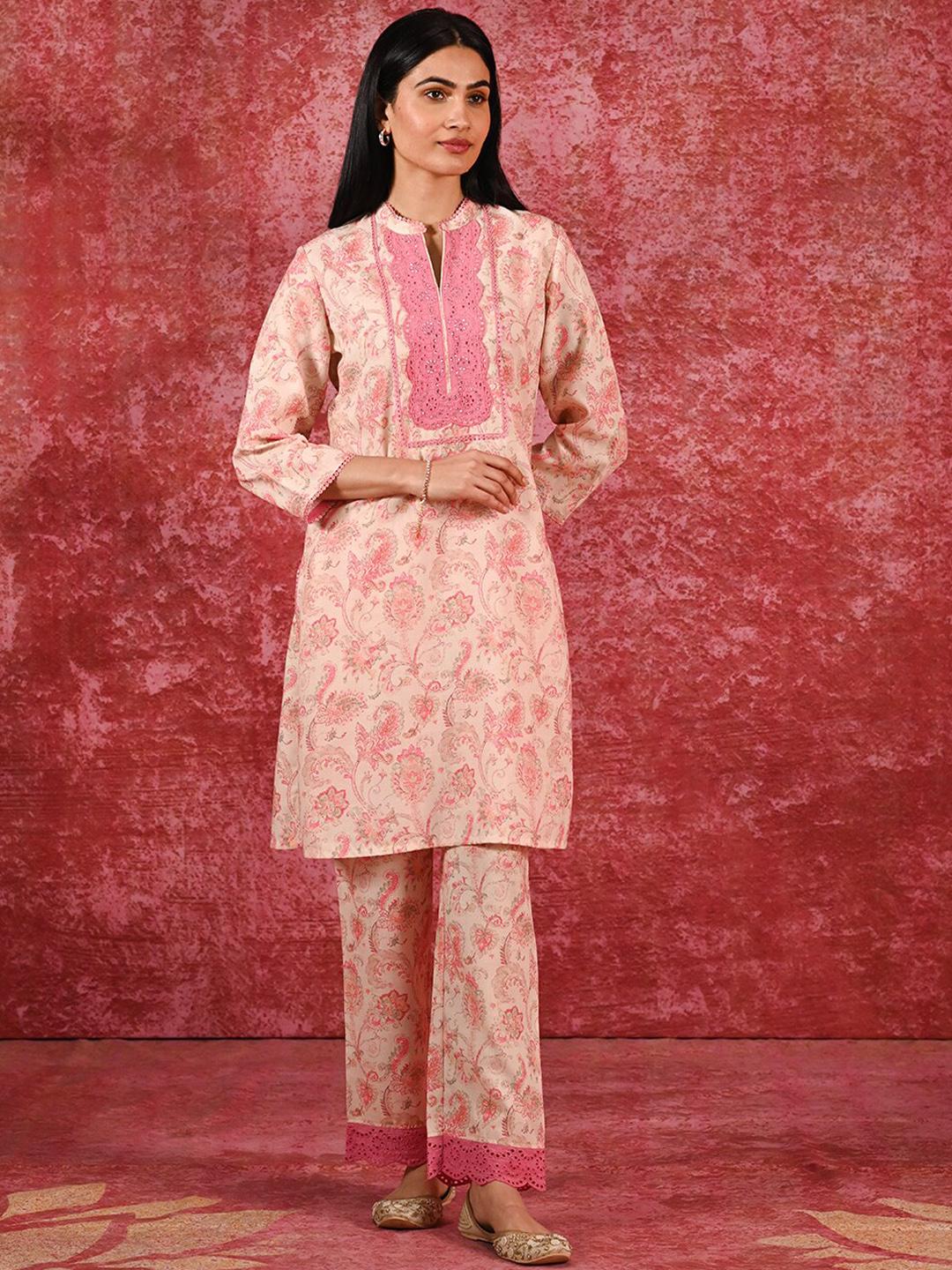 Buy Lakshita Floral Printed Regular Kurta With Trouser - Kurta Sets for ...