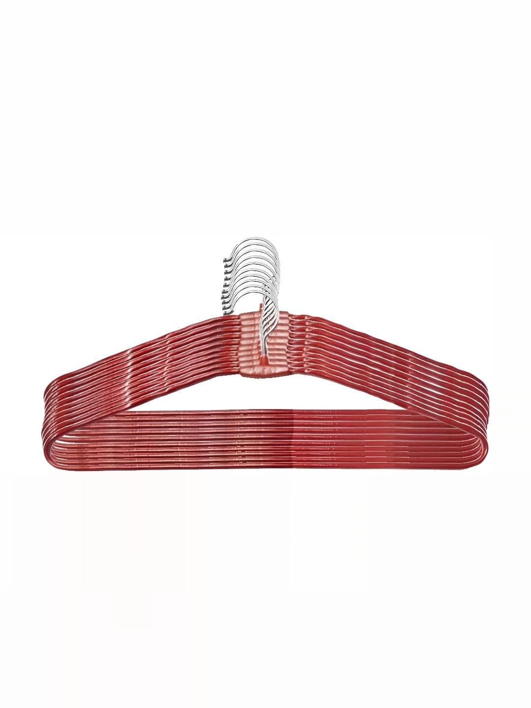 Buy SINAL Red & Silver Toned 10 Pieces Steel Clothes Hangers - Hanger ...