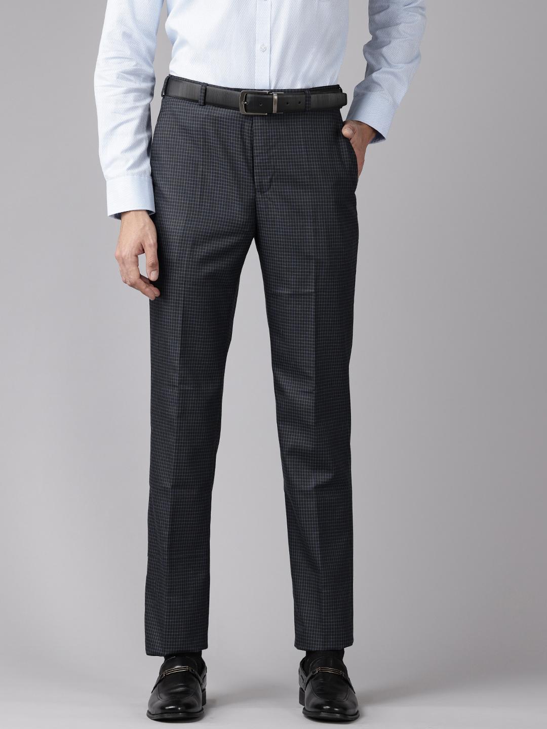Buy Park Avenue Men Checker Printed Formal Trousers - Trousers for Men ...