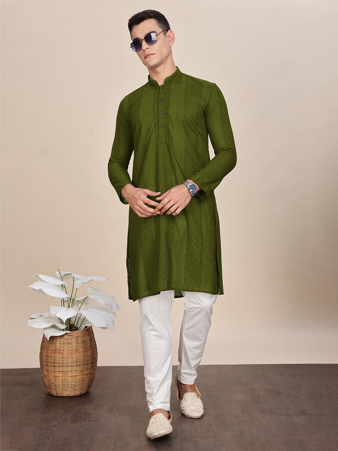 Buy Anouk Men Pure Cotton Embroidered Long Kurta - Kurtas for Men ...