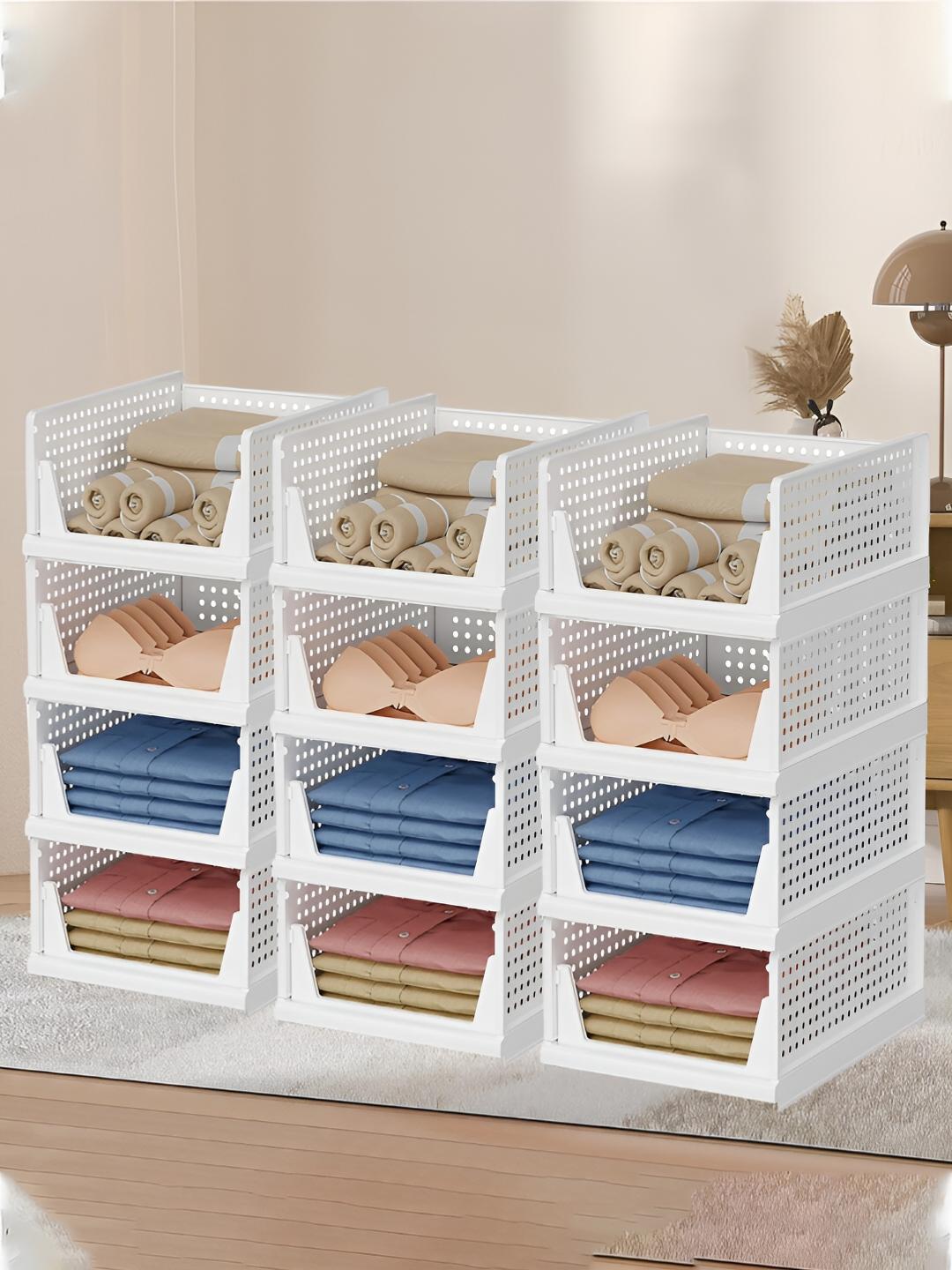 Buy Kuber Industries White 12 Pieces Textured Multi Utility Organisers ...
