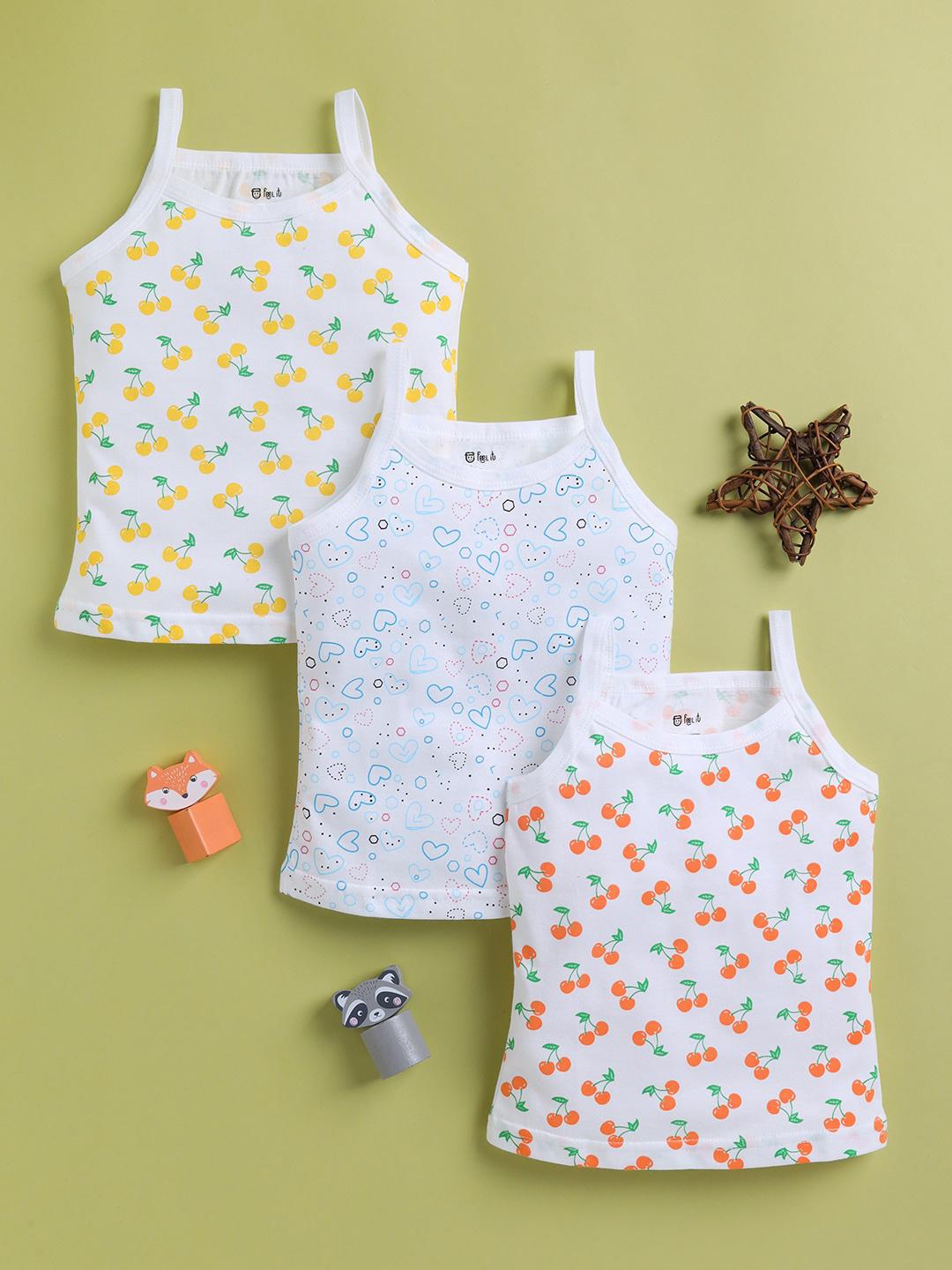 Buy Redden Girls Assorted Pack Of 3 Pure Cotton Basic Inner Vest ...