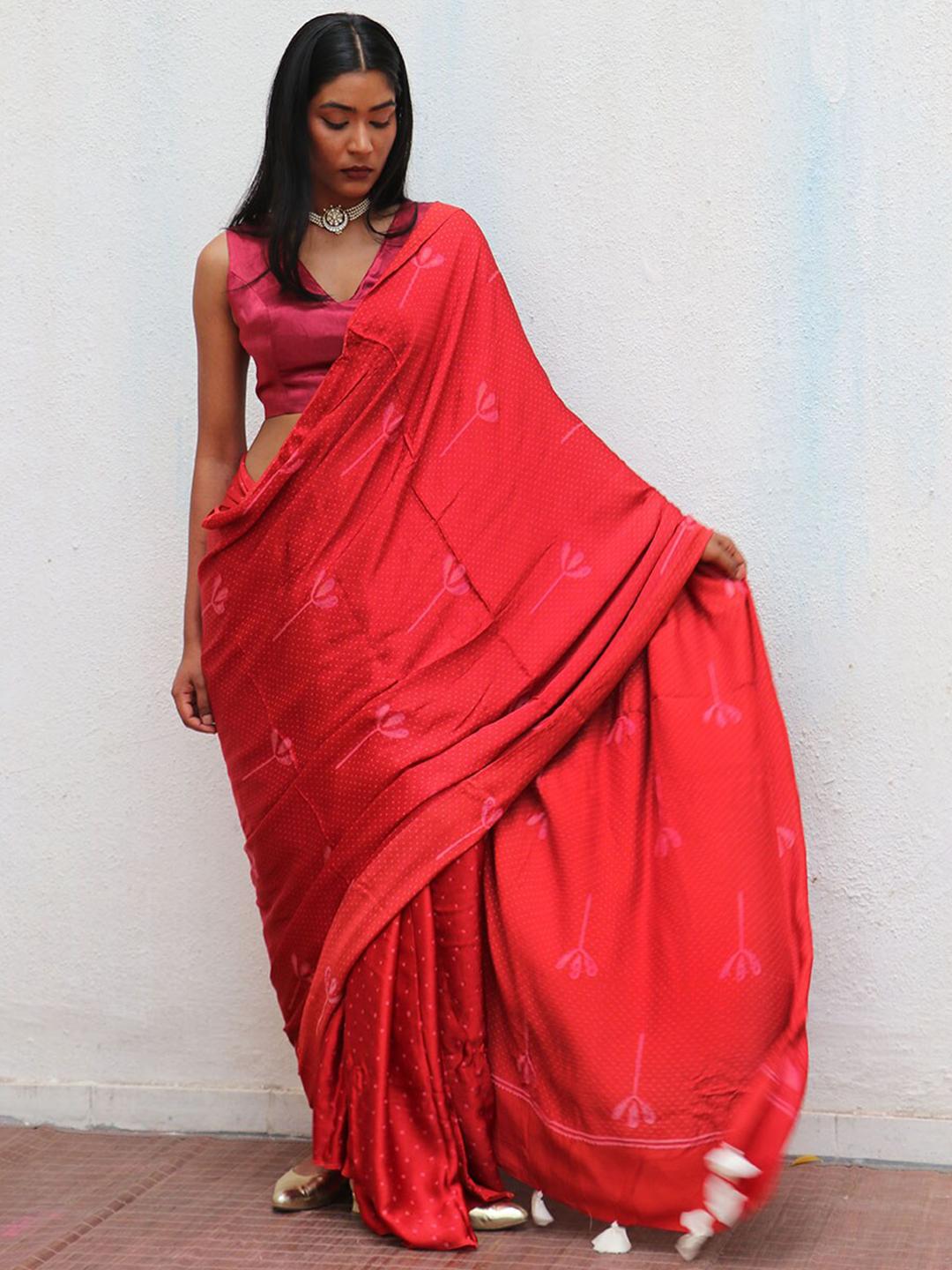 Buy Chidiyaa Floral Block Print Saree - Sarees for Women 28620570 | Myntra