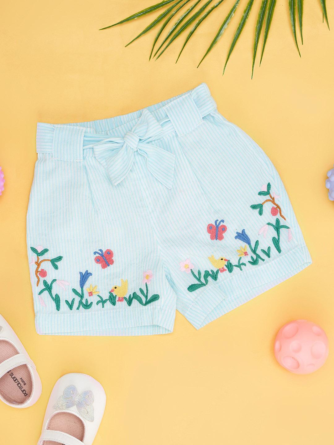 Buy Pantaloons Baby Girls Striped Pure Cotton Shorts - Shorts for Girls ...
