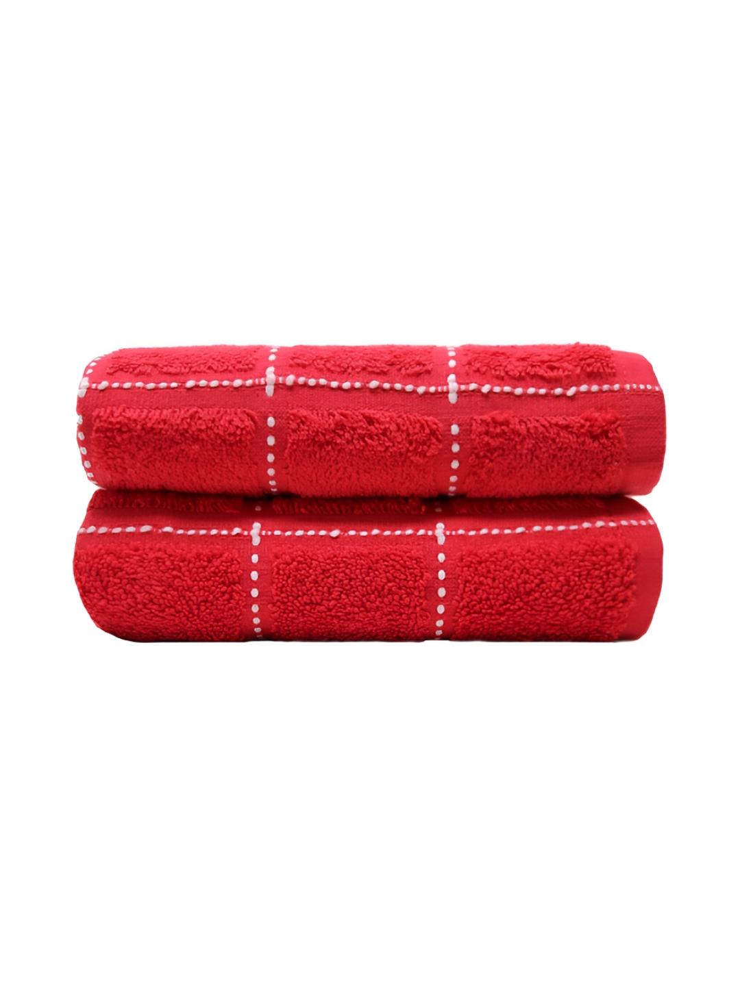 Buy MYTRIDENT 2 Pcs Red 470GSM Pure Cotton Hand Towels - Hand Towels ...