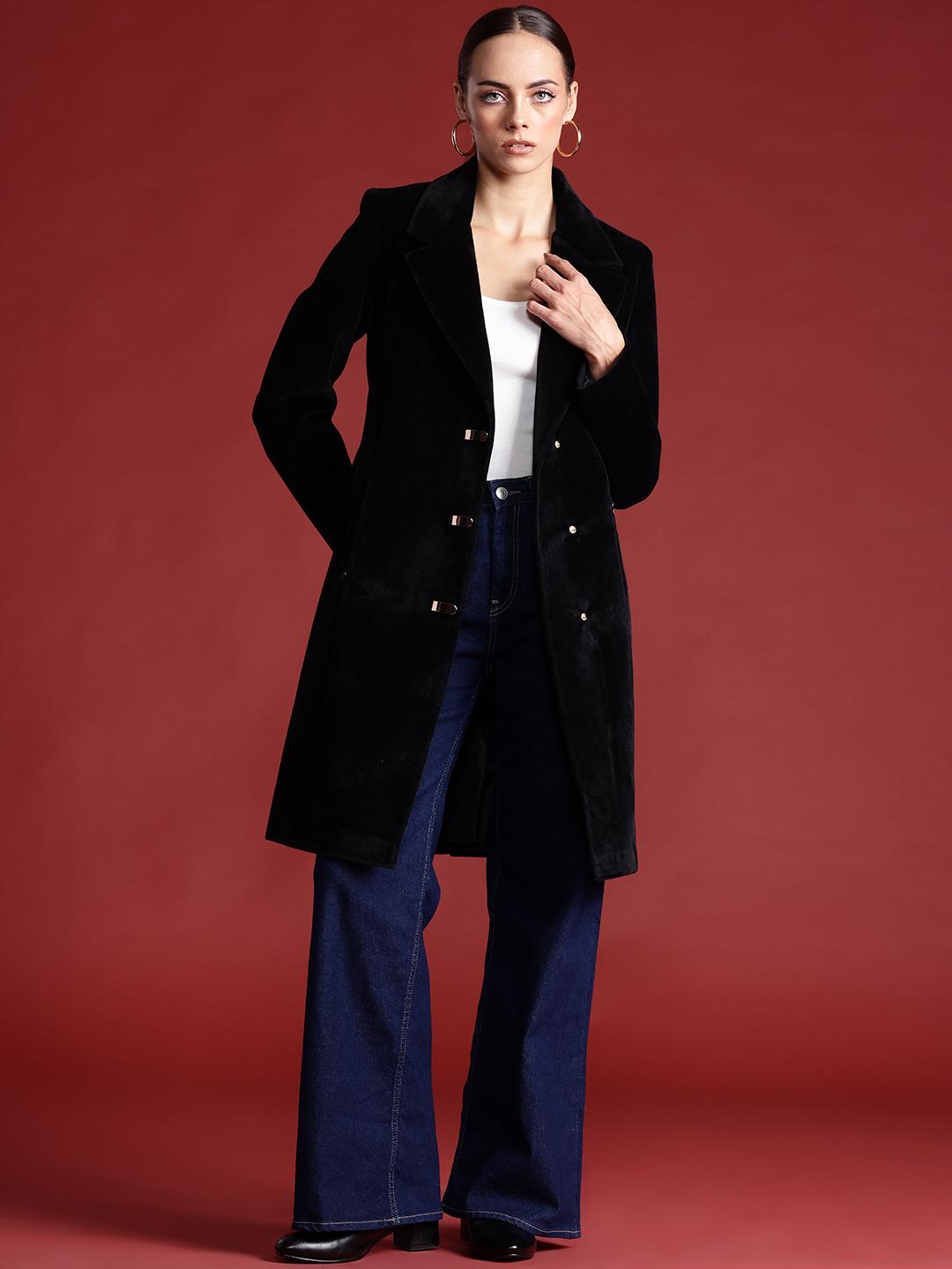 Buy All About You Single Breasted Longline Velvet Finish Overcoat ...