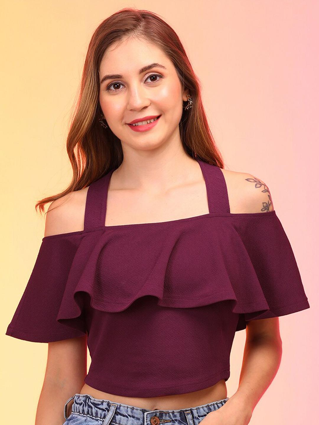 Buy Globus Off Shoulder Bardot Crop Top - Tops for Women 28729724 | Myntra