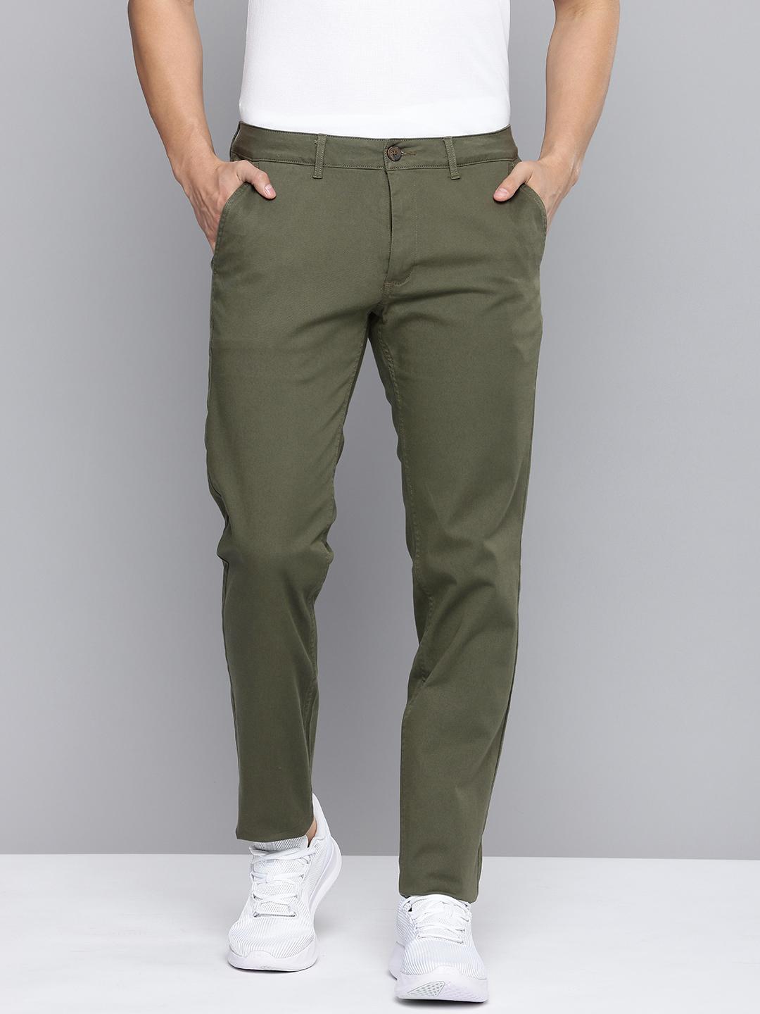 Buy Decathlon INESIS Men Men Olive Green Cotton Chino Trousers ...