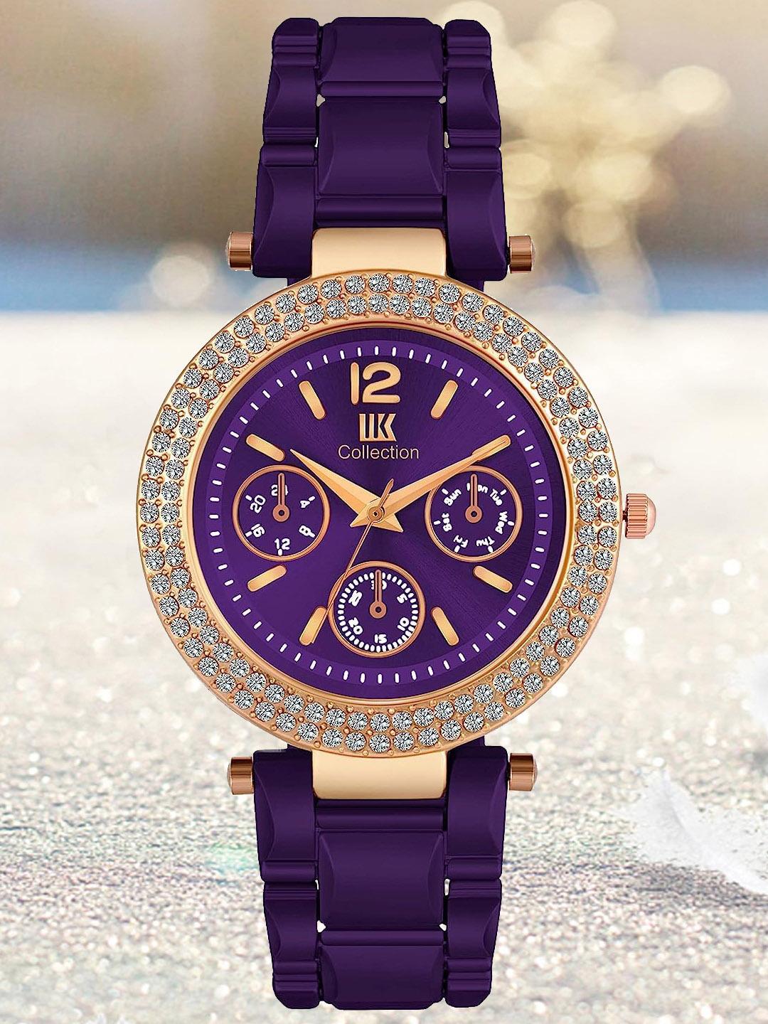 Buy IIK COLLECTION Women Round Dial Stainless Steel Bracelet Chain ...