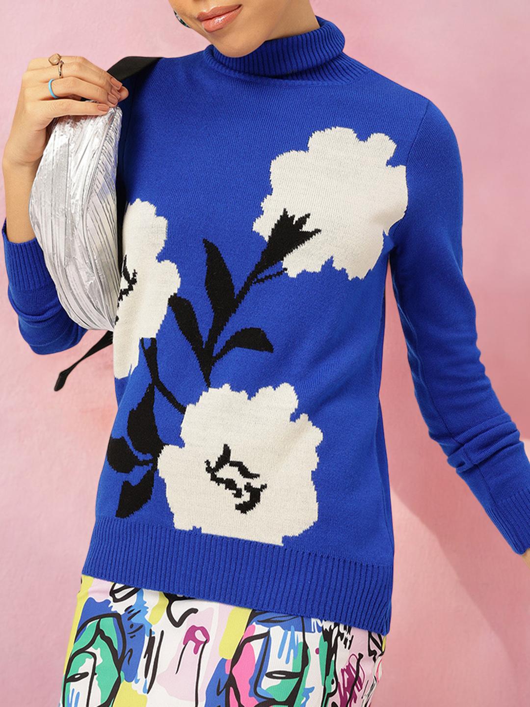 Buy DressBerry Pure Acrylic Floral Design Pullover - Sweaters for Women ...