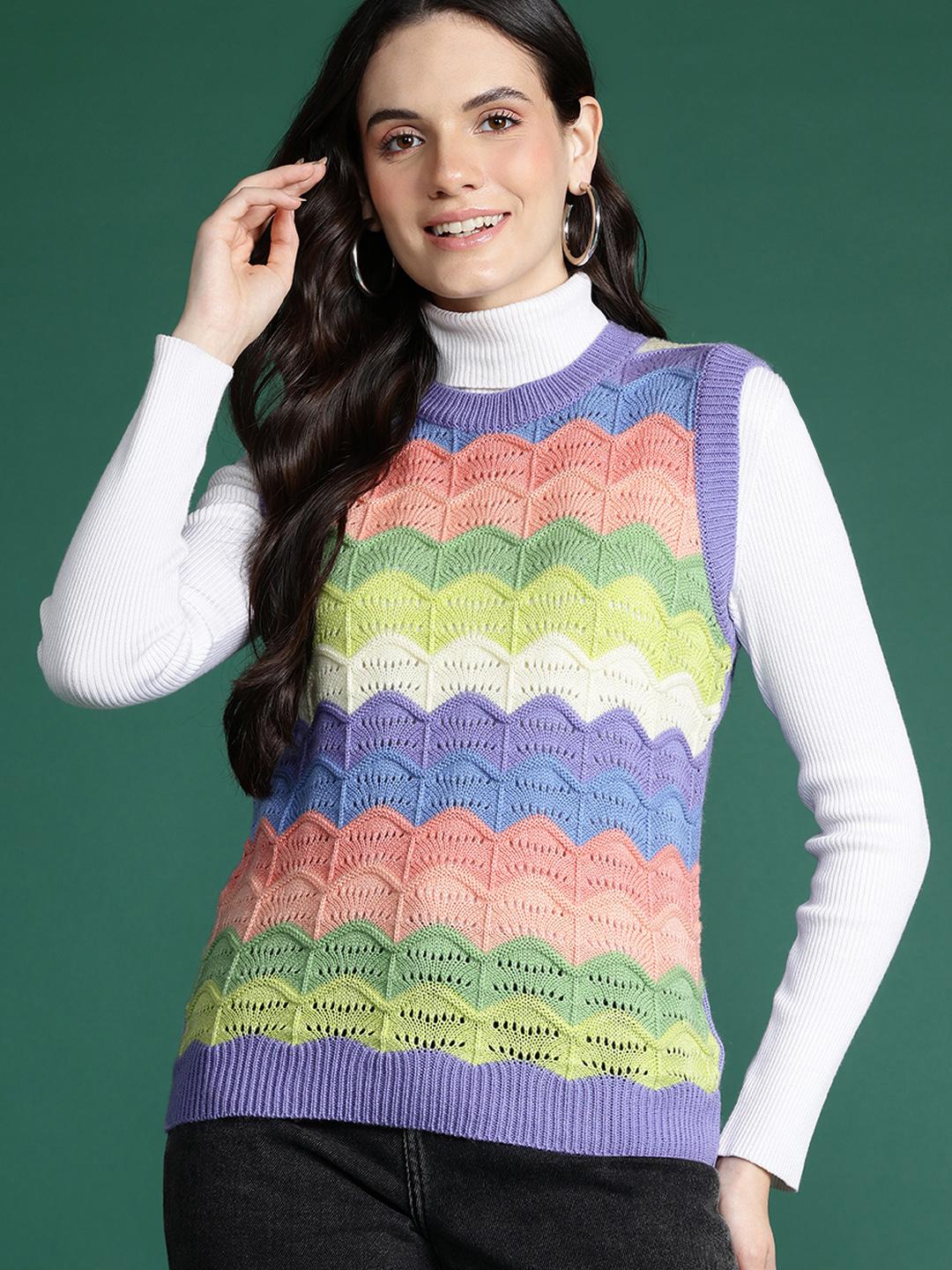 Buy DressBerry Pure Acrylic Self Design Sweater Vest - Sweaters for ...
