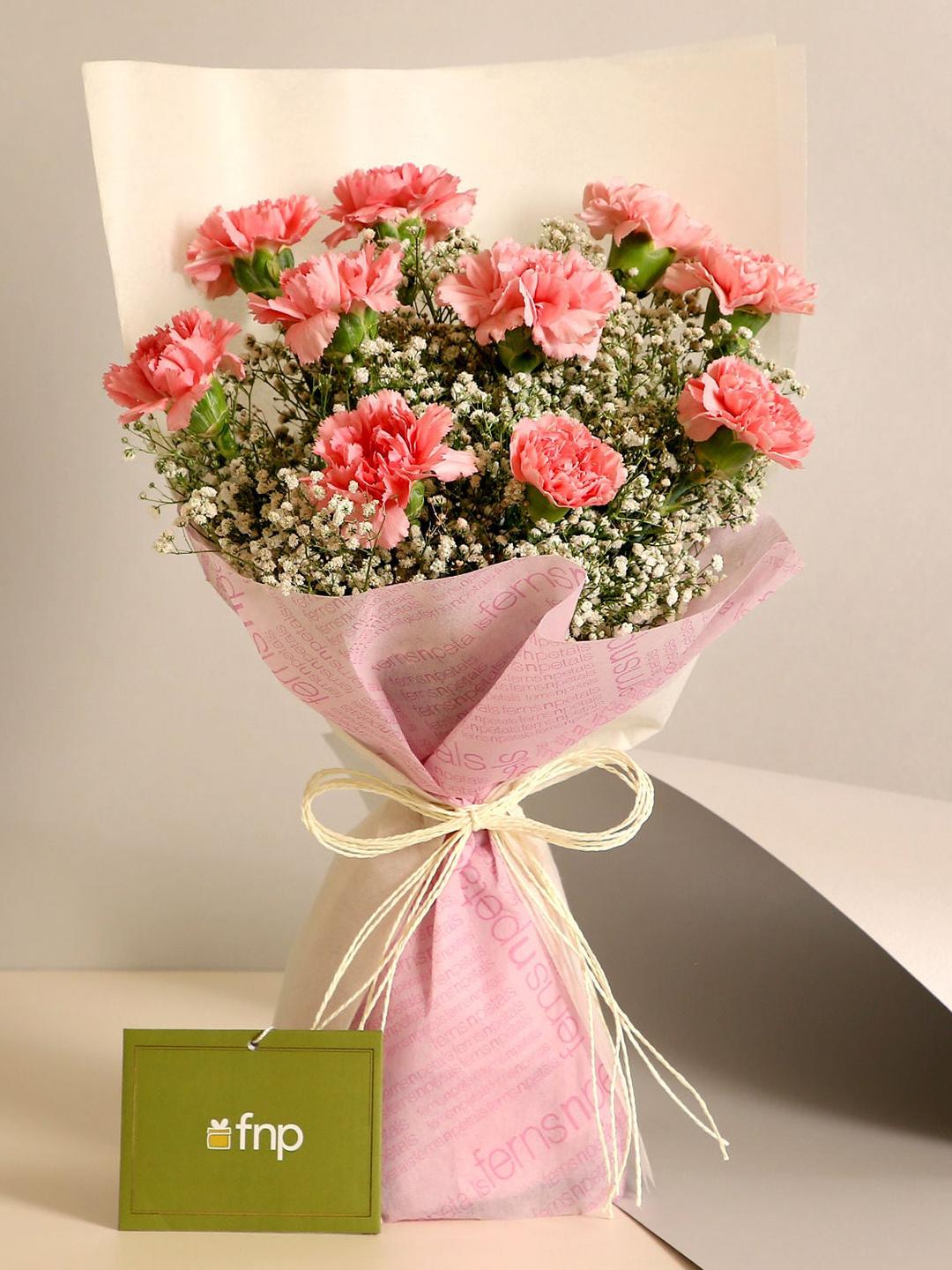 Buy Fnp 10 Carnations Fresh Flowers Bouquet - Fresh Flowers for Unisex ...