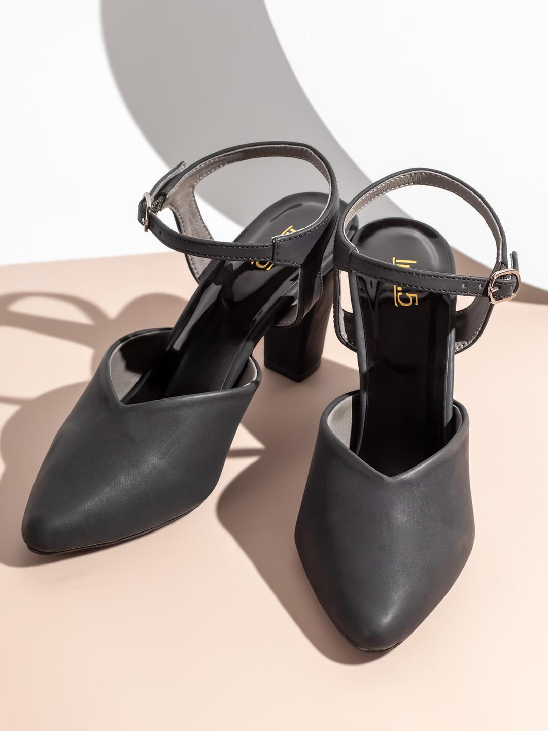 Buy Inc 5 Women Pointed Toe Block Heel Mules With Buckles - Heels for ...