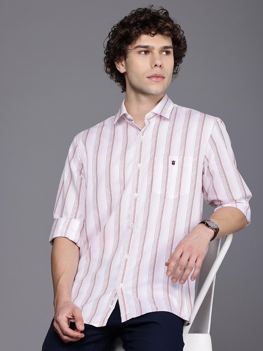 Buy Louis Philippe Sport Nirvana Slim Fit Vertical Stripes Pure Cotton ...