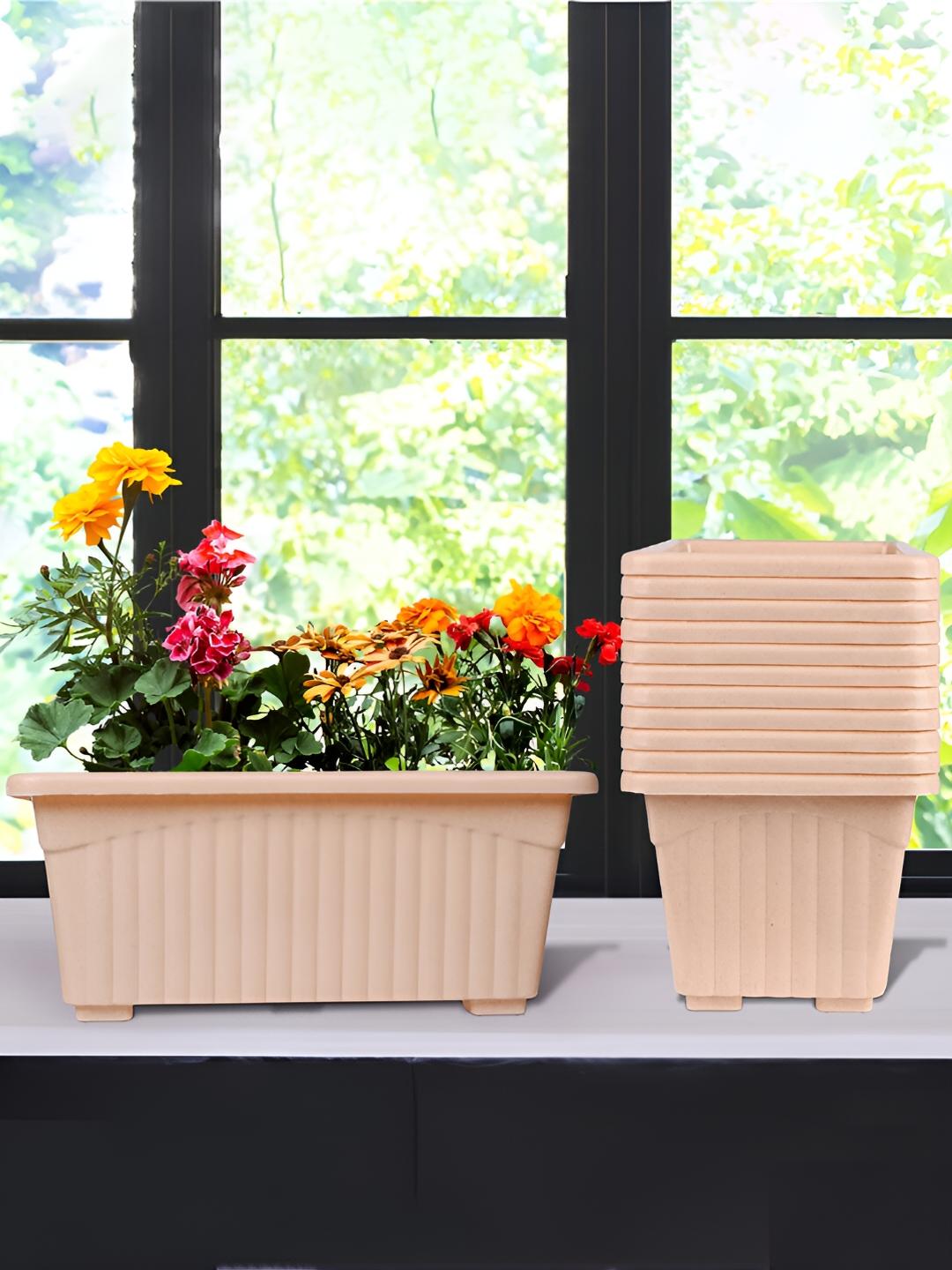 Buy Kuber Industries Peach 12 Pieces Marble Jupitar Planters - Planters ...