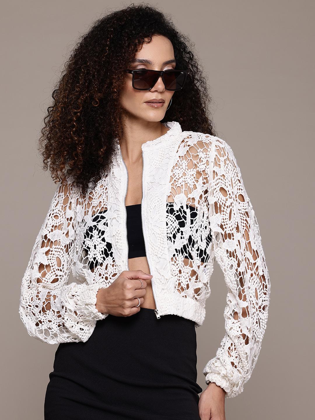 Buy Bebe Sage Green All Day Floral Sheer Open Front Jacket - Jackets ...