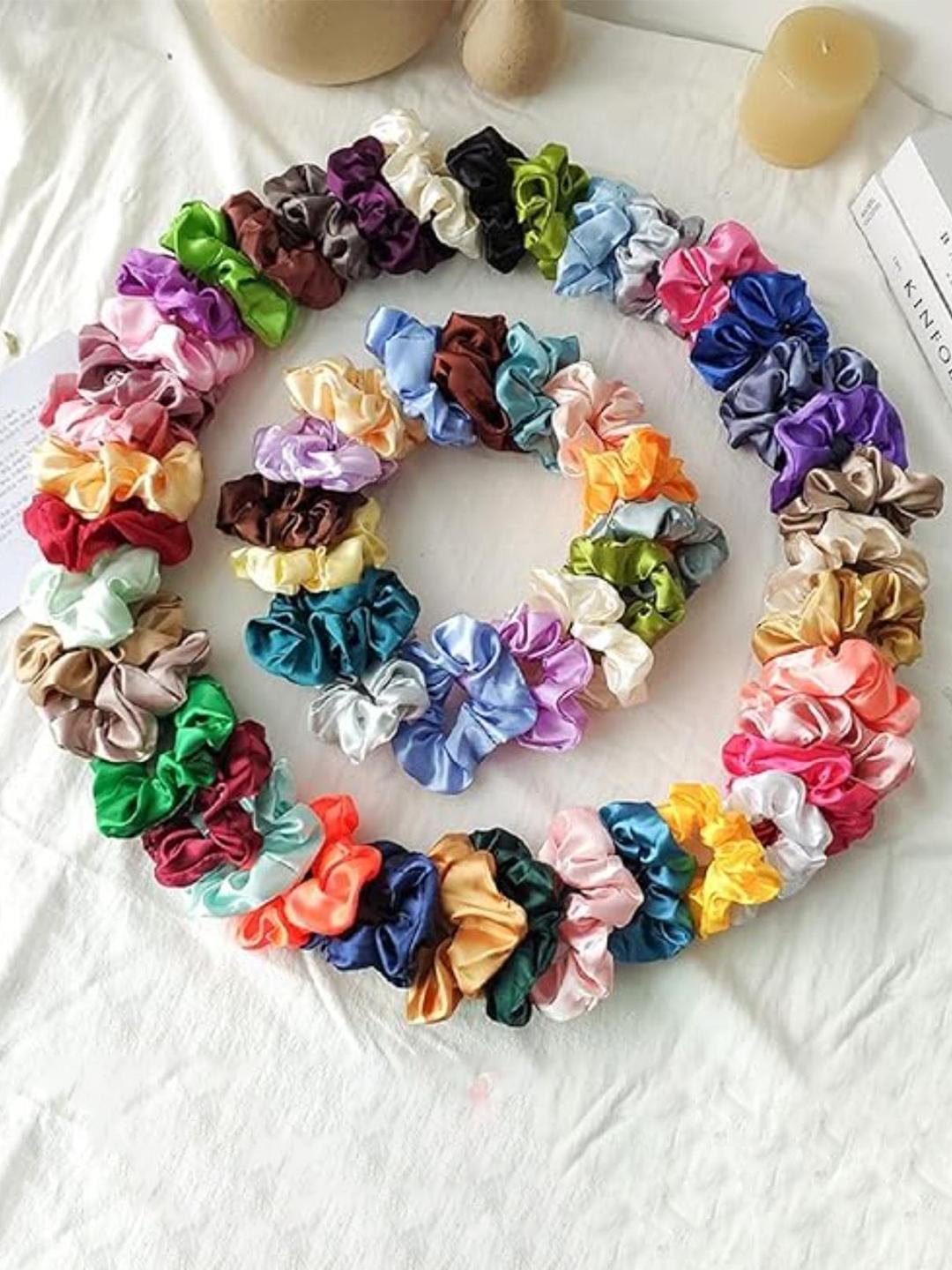 Buy DN Creation Set Of 24 Assorted Satin Scrunchies Ponytail Holders ...