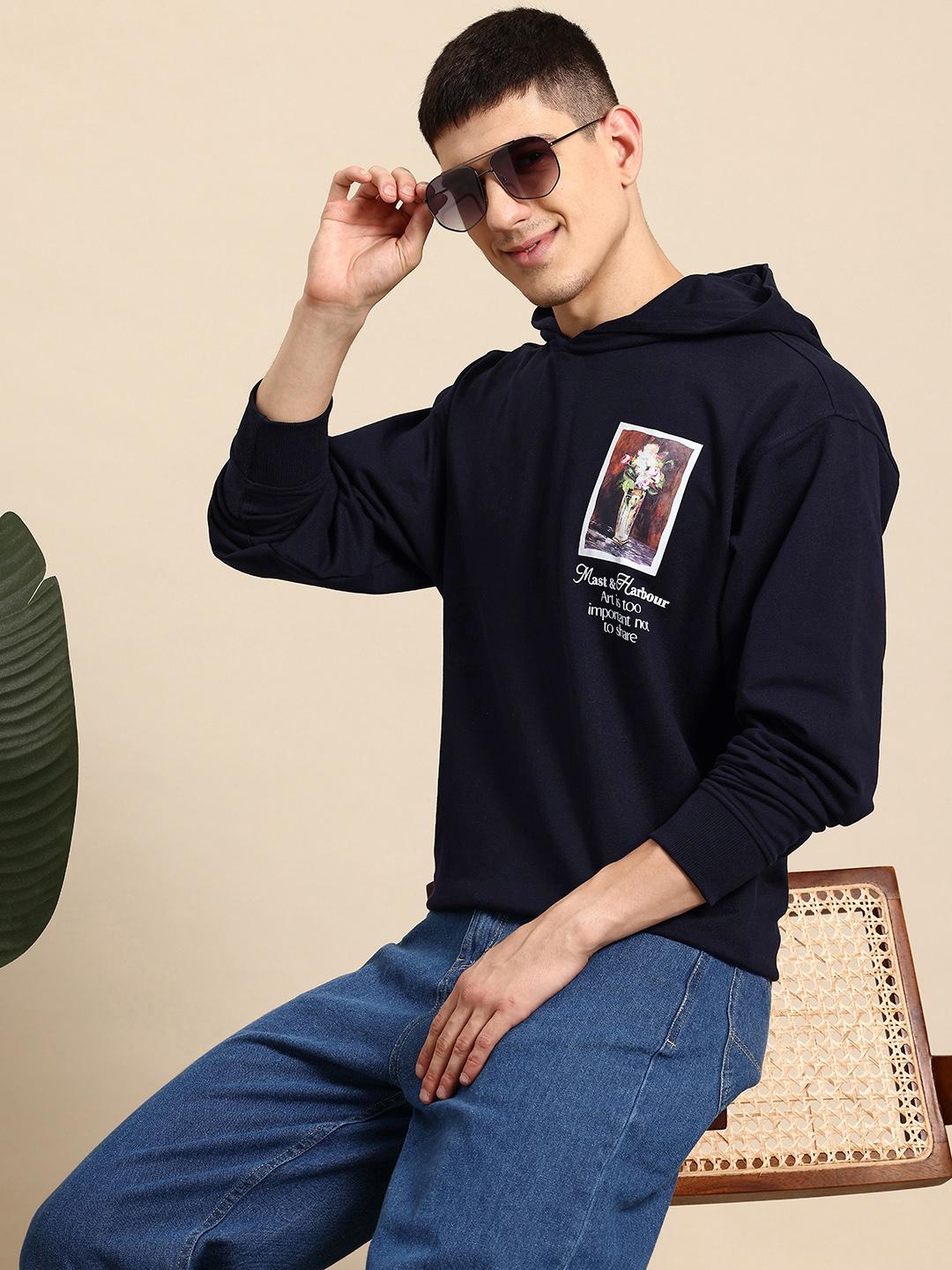 Buy Mast & Harbour Men Hooded Relaxed Fit Sweatshirt - Sweatshirts for ...