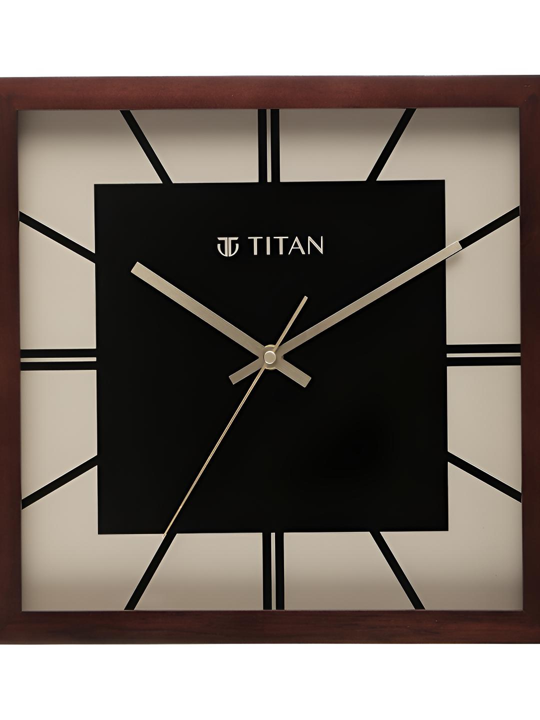 Buy Titan Black & Beige Square Contemporary Wooden Wall Clock - Clocks ...