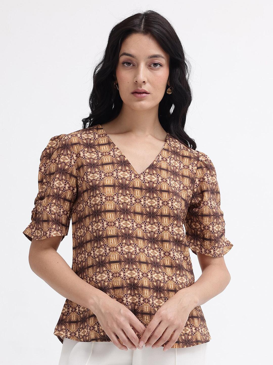 Buy RAREISM Abstract Print Cotton Styled Back Top - Tops for Women ...