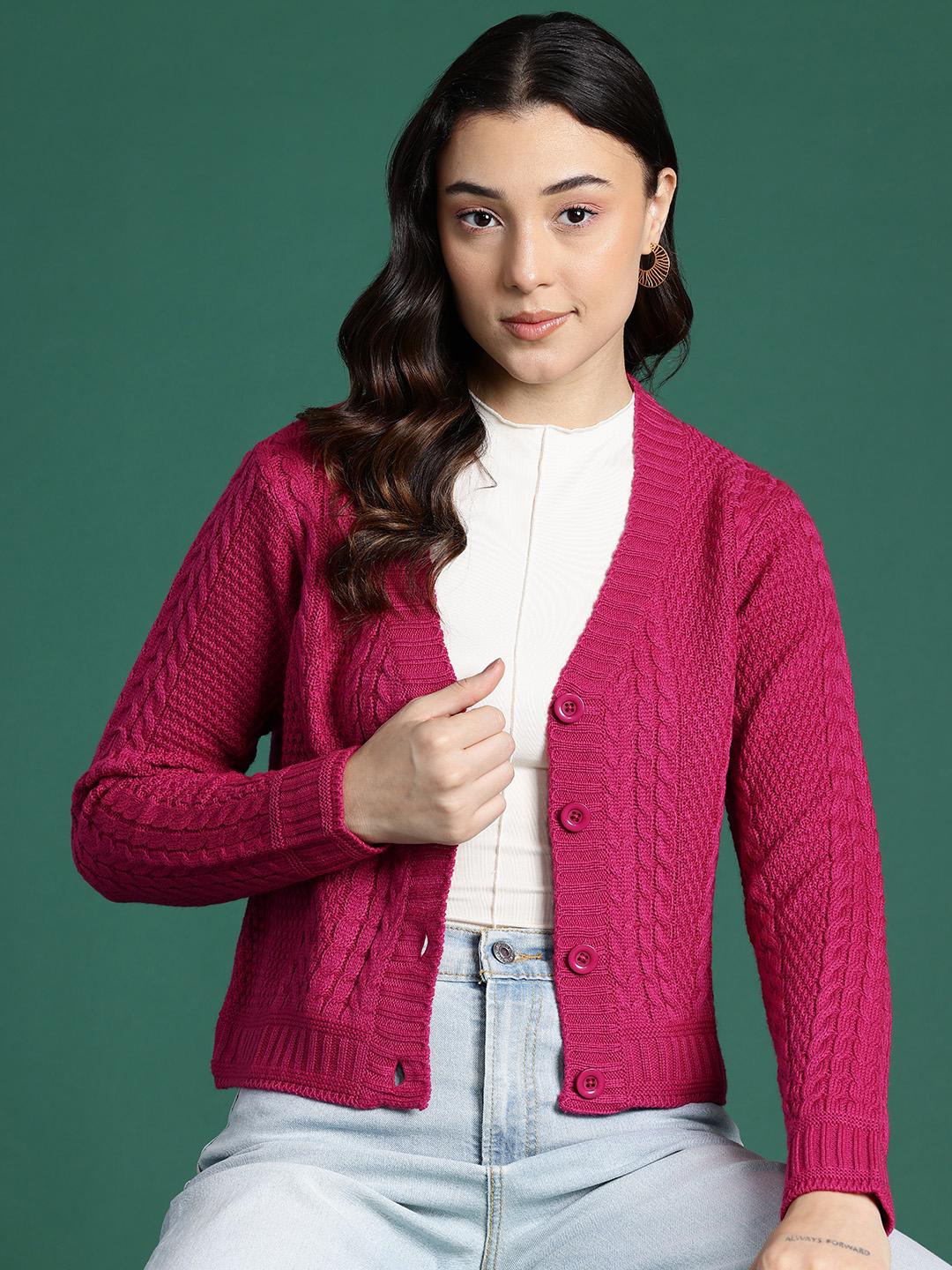 Buy DressBerry Acrylic Cable Knit Cardigan - Sweaters for Women ...