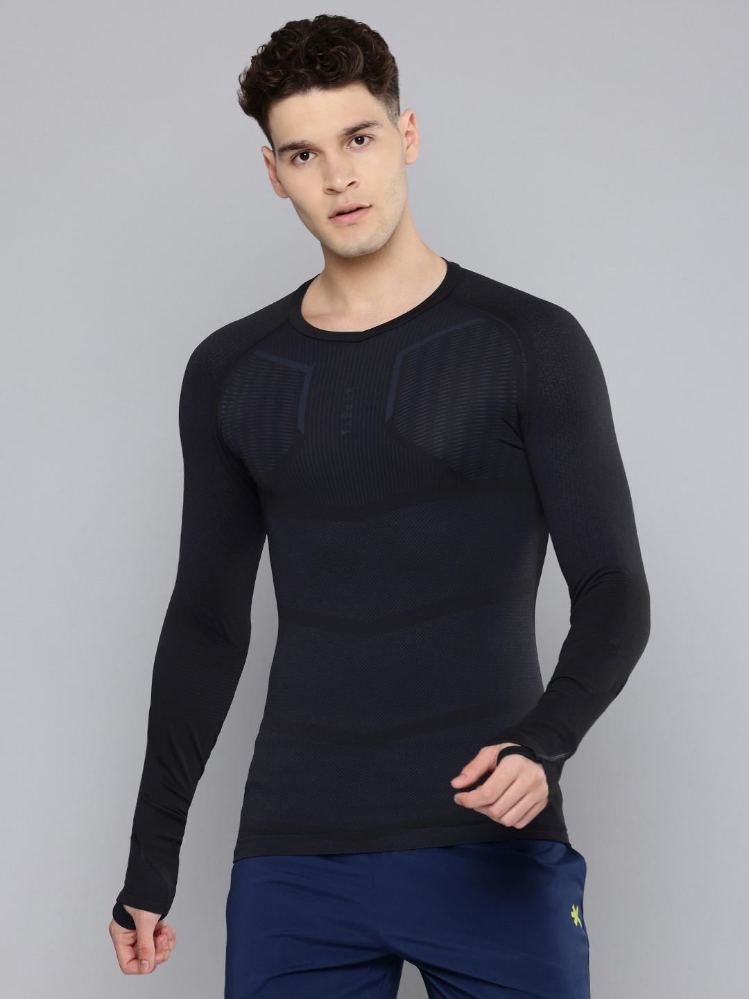Buy Decathlon KIPSTA Men Black Keepdry Sports Compression Long Sleeve ...