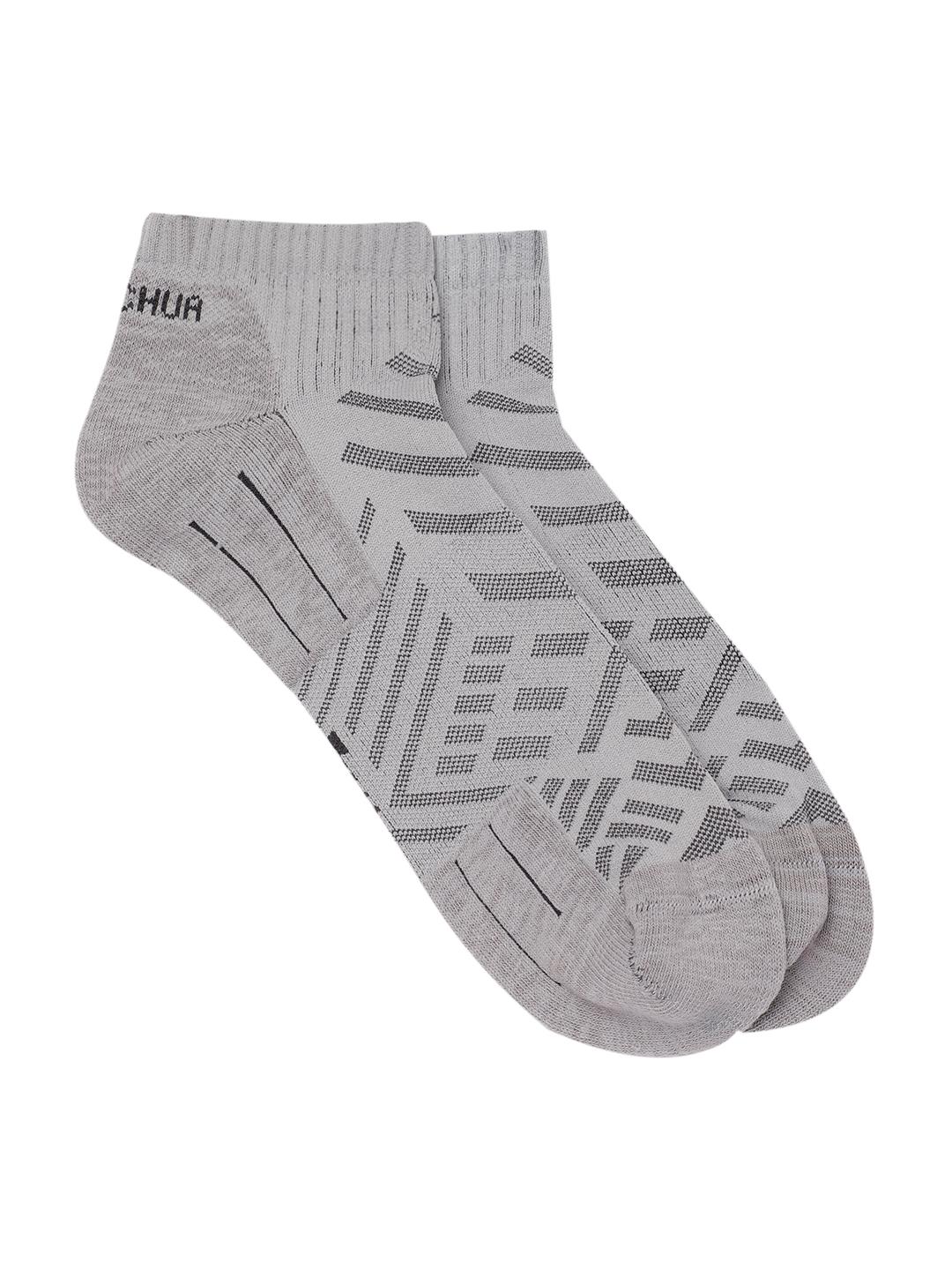Buy Decathlon QUECHUA Unisex Pack Of 2 Grey Printed Low Ankle Cotton Hiking Socks - Socks for ...