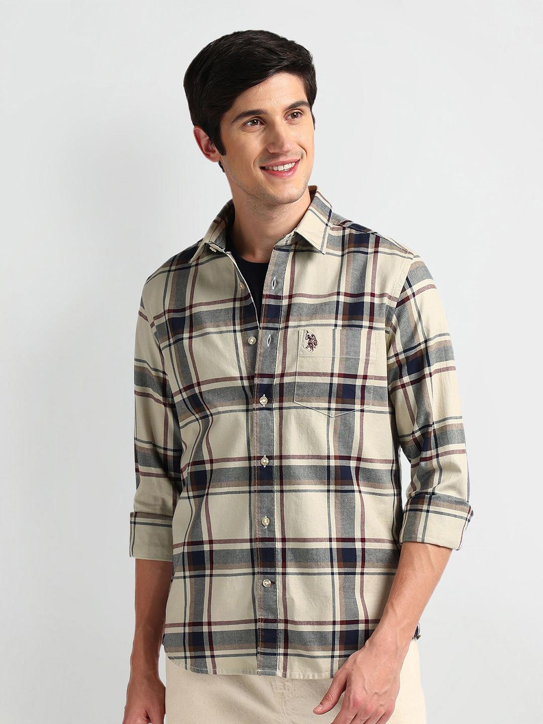 Buy U.S. Polo Assn. Denim Co. Tailored Fit Tartan Checks Twill Weave ...