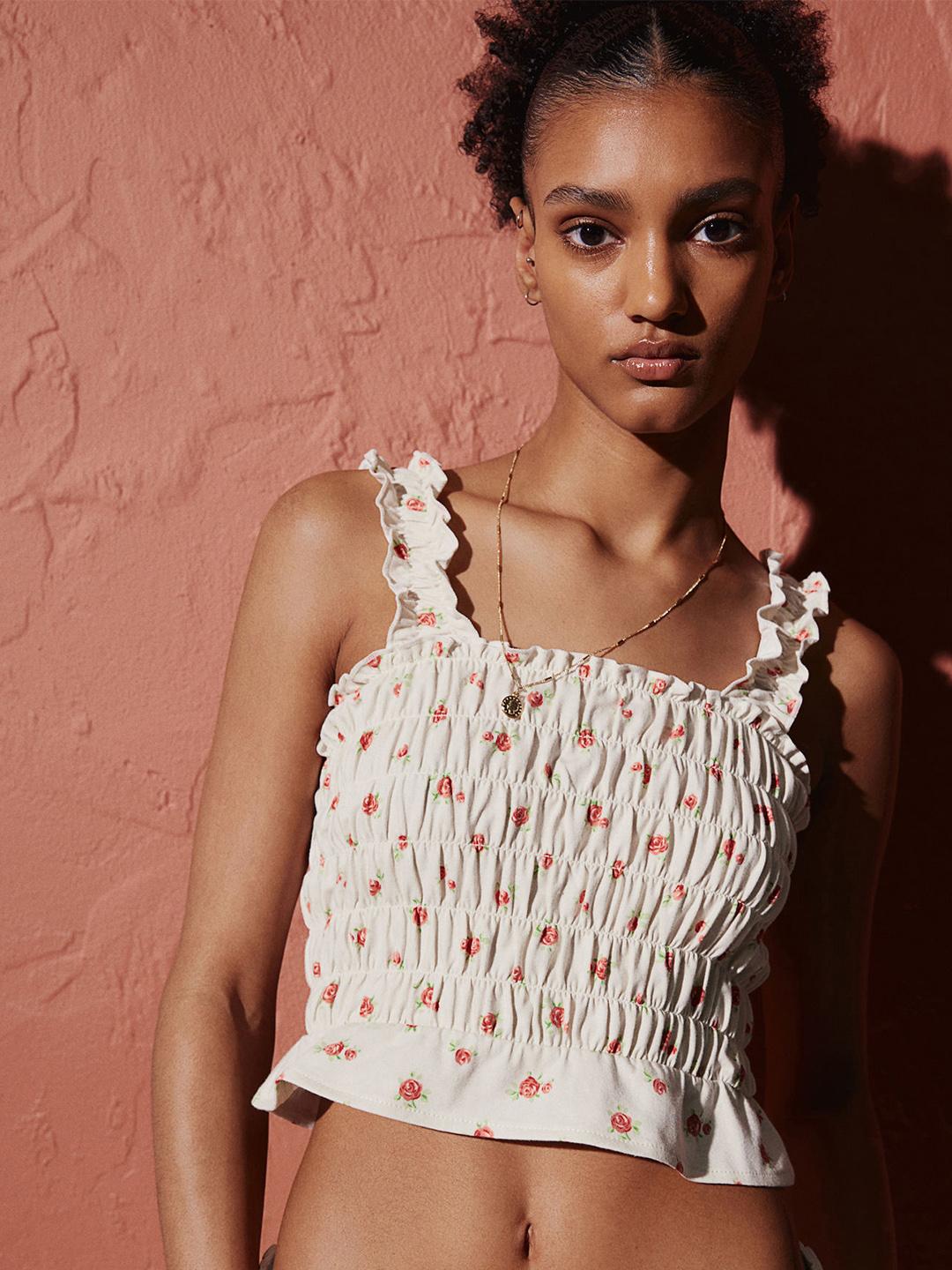 Buy H&M Cropped Smocked Top - Tops for Women 29152520 | Myntra