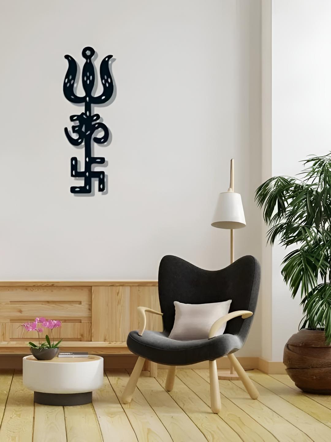 Buy Artrooms Om Swastik Trishul Metal Wall Art - Wall Decor for Unisex ...