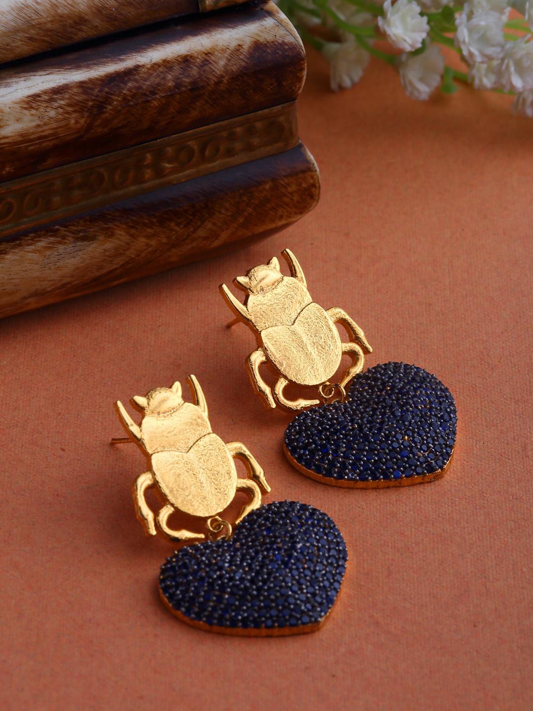 Buy House Of Watashi Gold Plated Heart Shaped Drop Earrings - Earrings ...