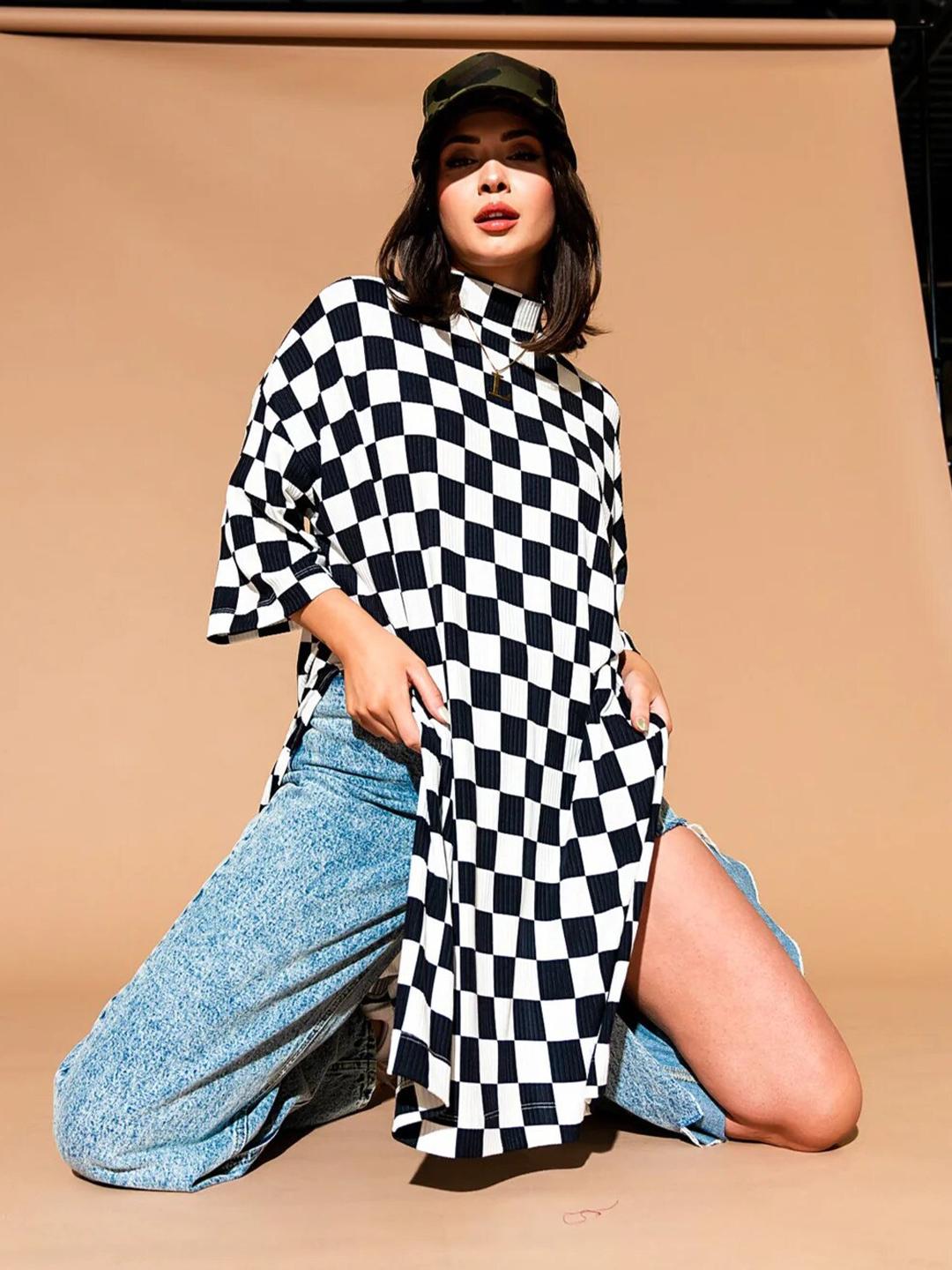 Buy Tandul Checked Longline Top Tops For Women 29206346 Myntra