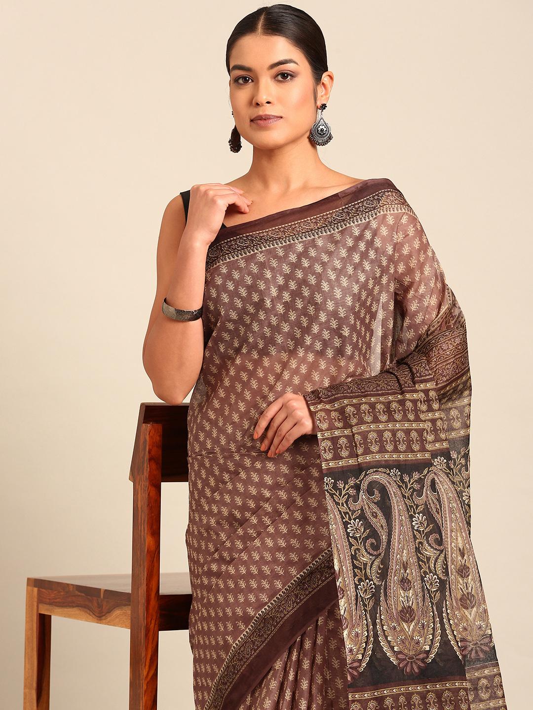 Buy SHANVIKA Ethnic Motifs Pure Cotton Saree - Sarees for Women ...