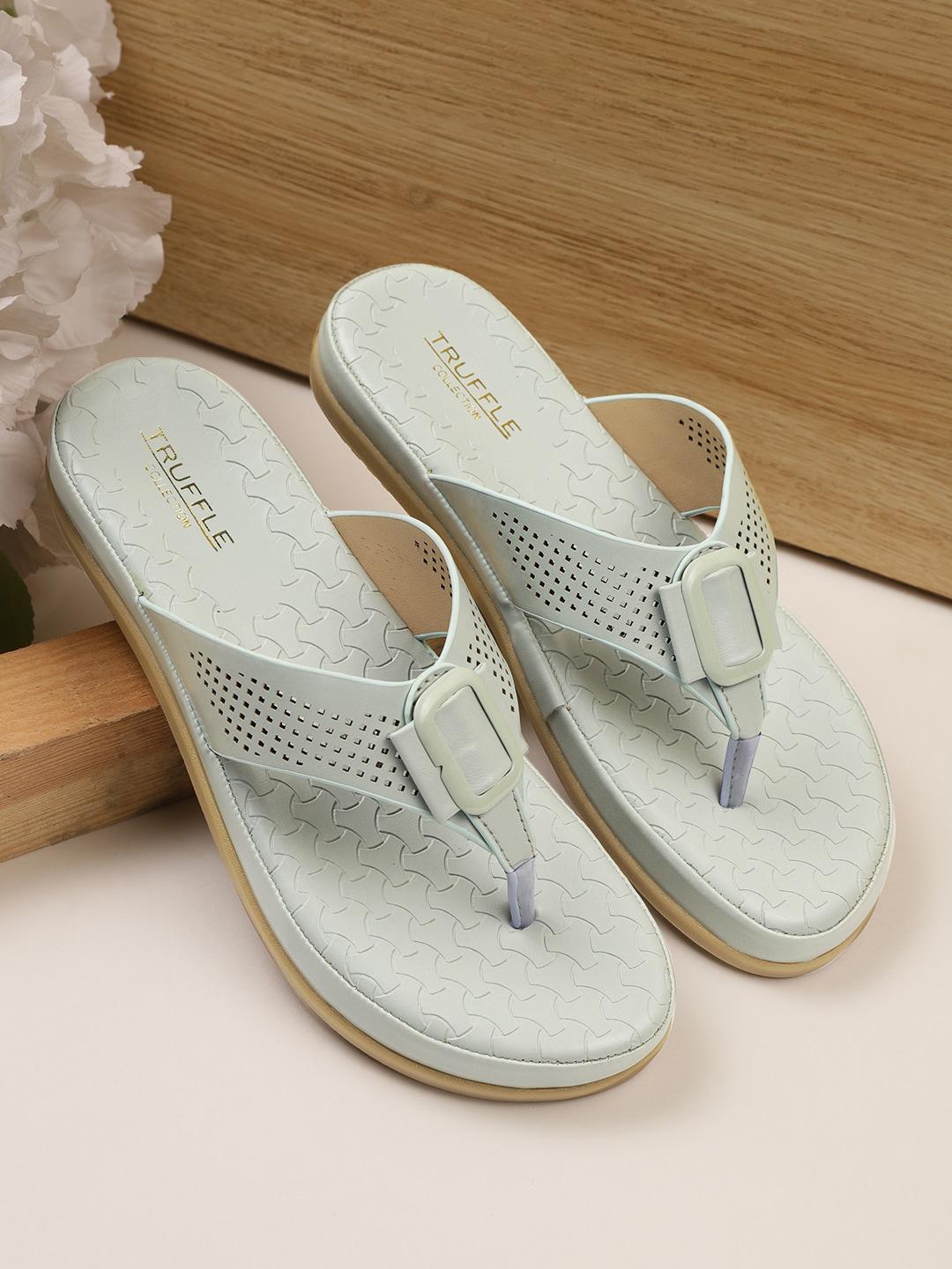 Buy Truffle Collection Textured Open Toe Flats - Flats for Women ...