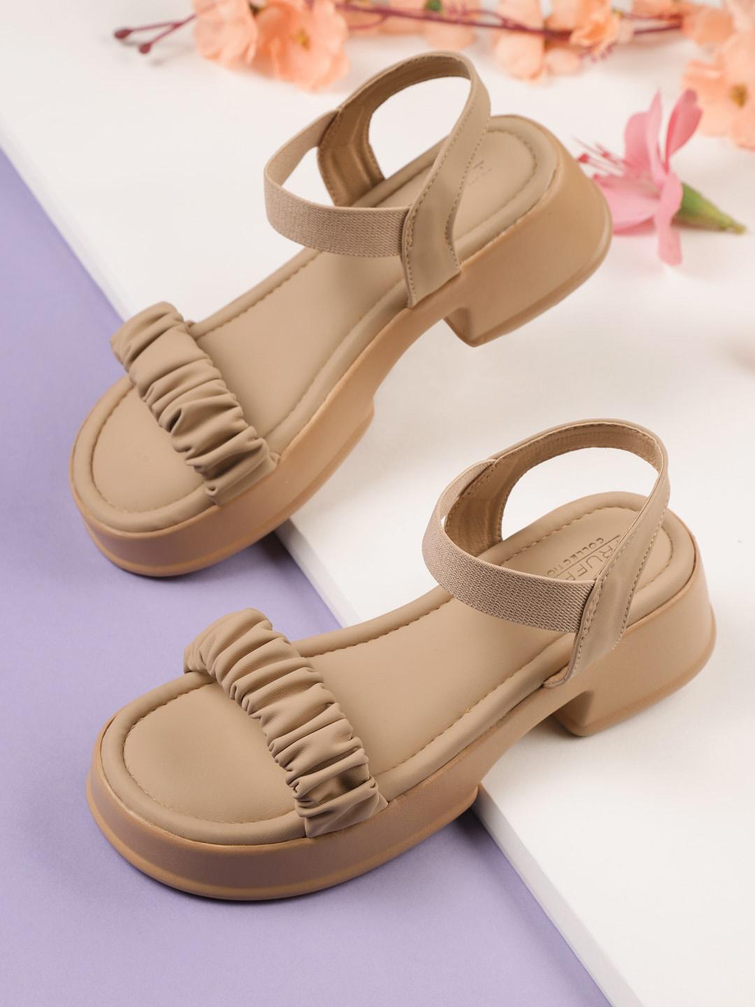 Buy Truffle Collection Textured Platform Heels - Heels for Women ...