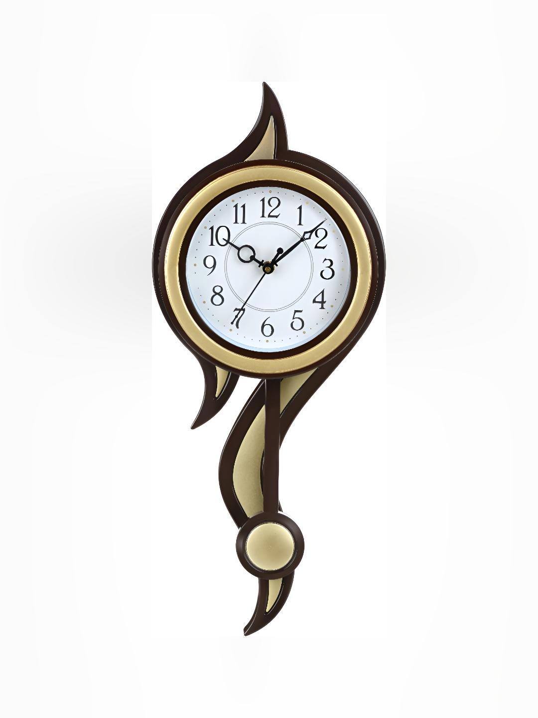 Buy Attractionz Gold Toned Round Pendulum Wall Clock - Clocks for ...