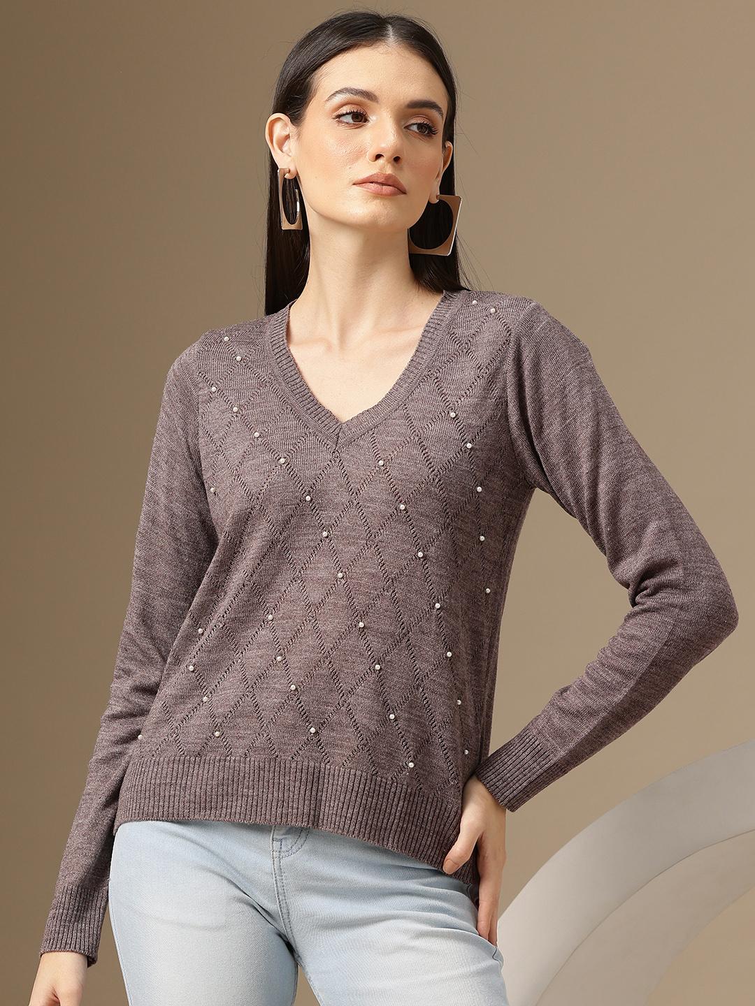 Buy Chemistry Open Knit Embellished Pullover - Sweaters for Women ...