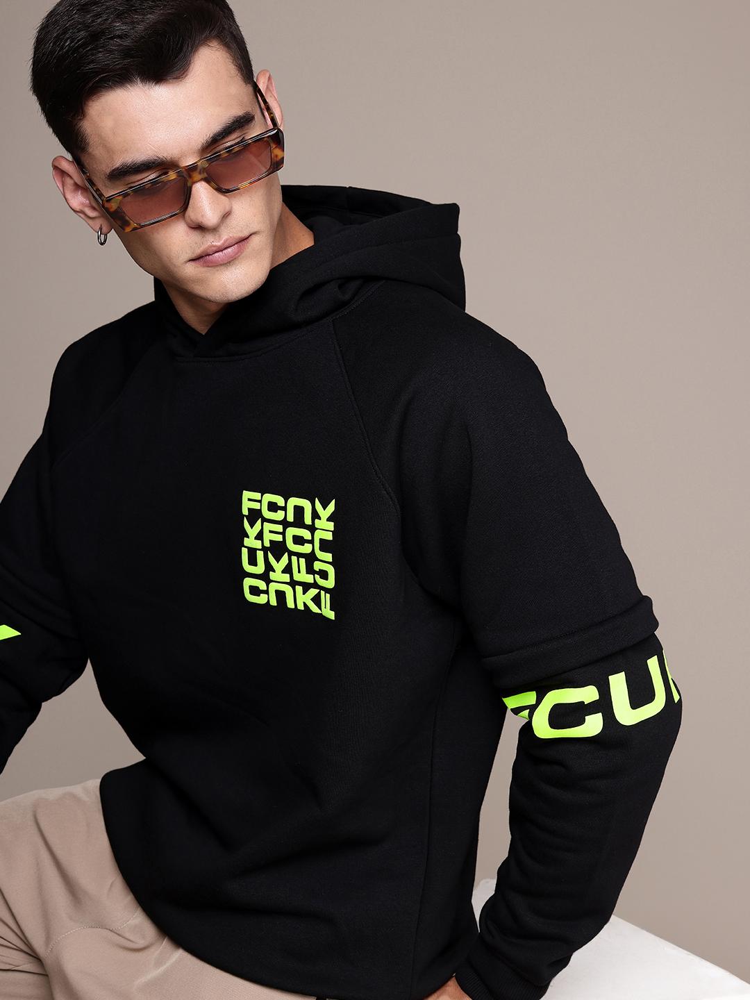 Buy FCUK Brand Logo Printed Hooded Sweatshirt - Sweatshirts for Men ...