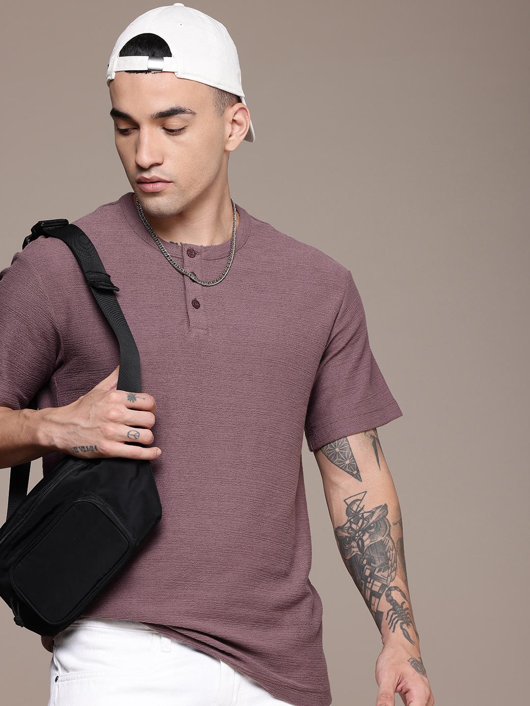 Buy The Roadster Life Co. Henley Neck Drop Shoulder Sleeves Relaxed Fit ...